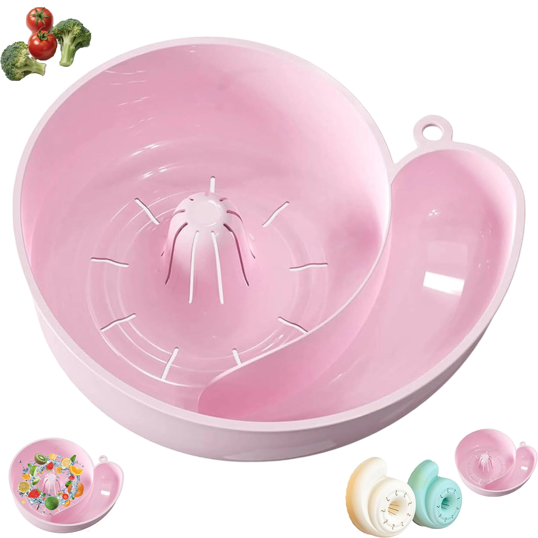 Snail Shape Drainer,Portable Automatic Vegetable Washer,Rotating Fruit ...