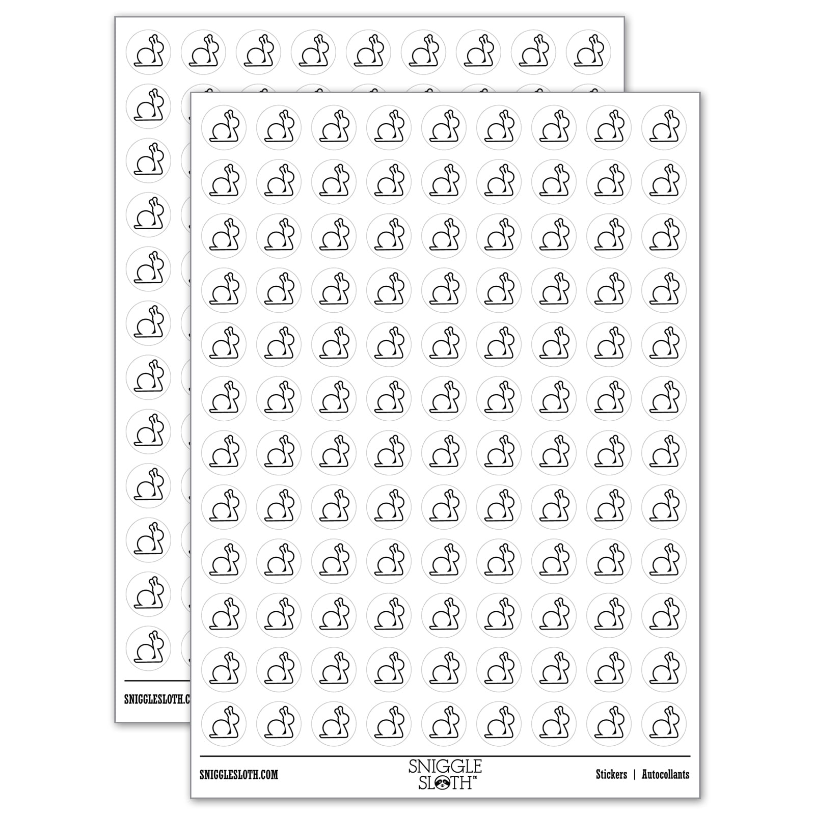 Snail Slow Outline 200+ Round Stickers - White - Gloss Finish - 0.50 ...