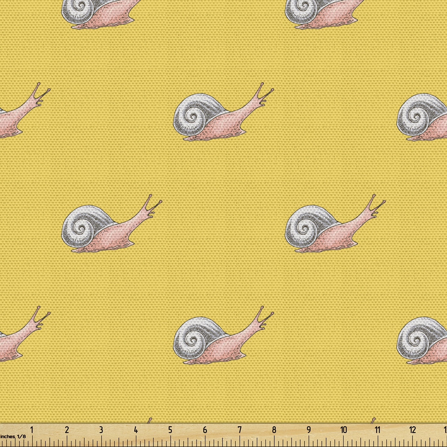 Snail Upholstery Fabric by the Yard, Cartoon Style Symmetrical Layout ...