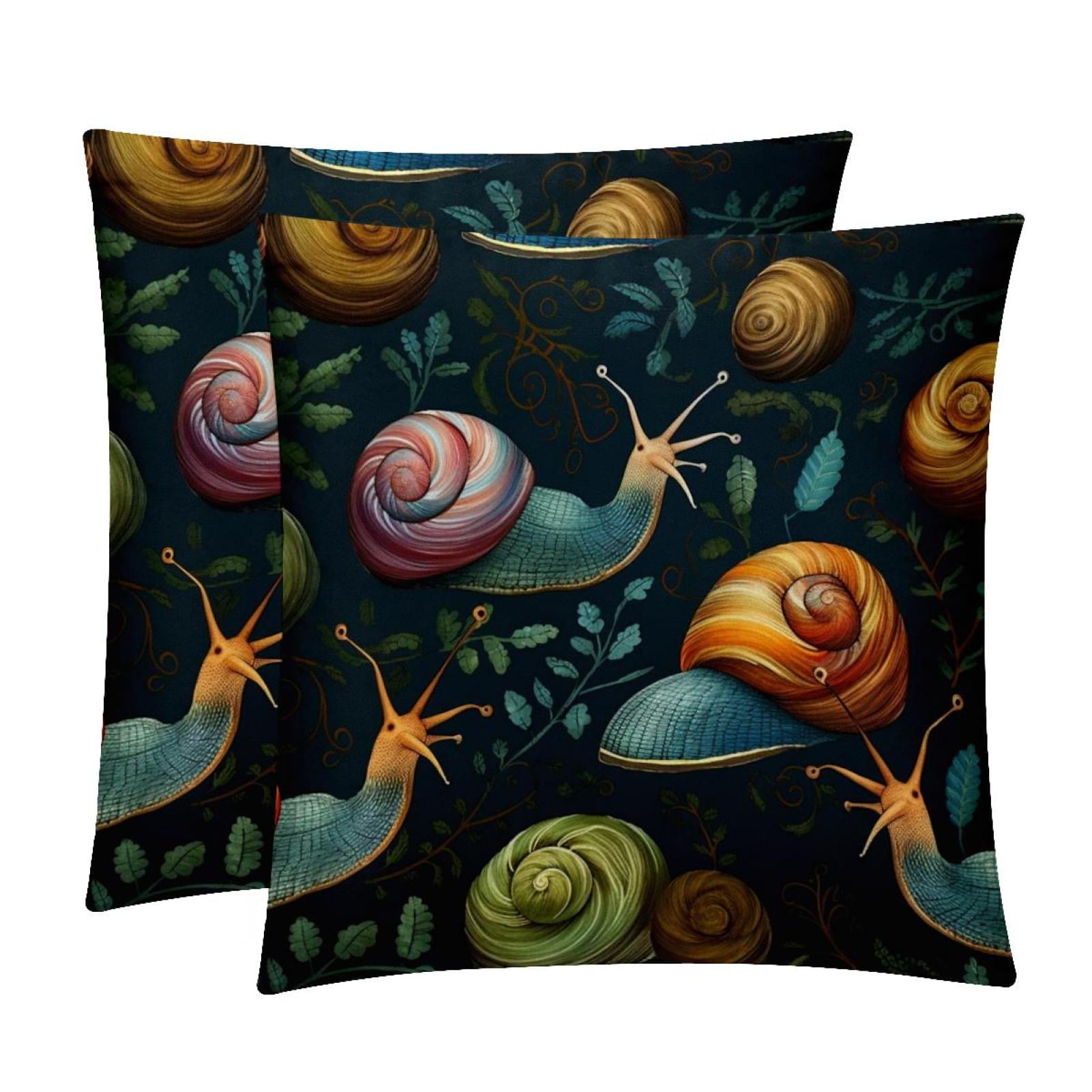 Snail Velvet Bed Pillow Set with Unique Patterns in Sizes 16x16, 18x18 ...
