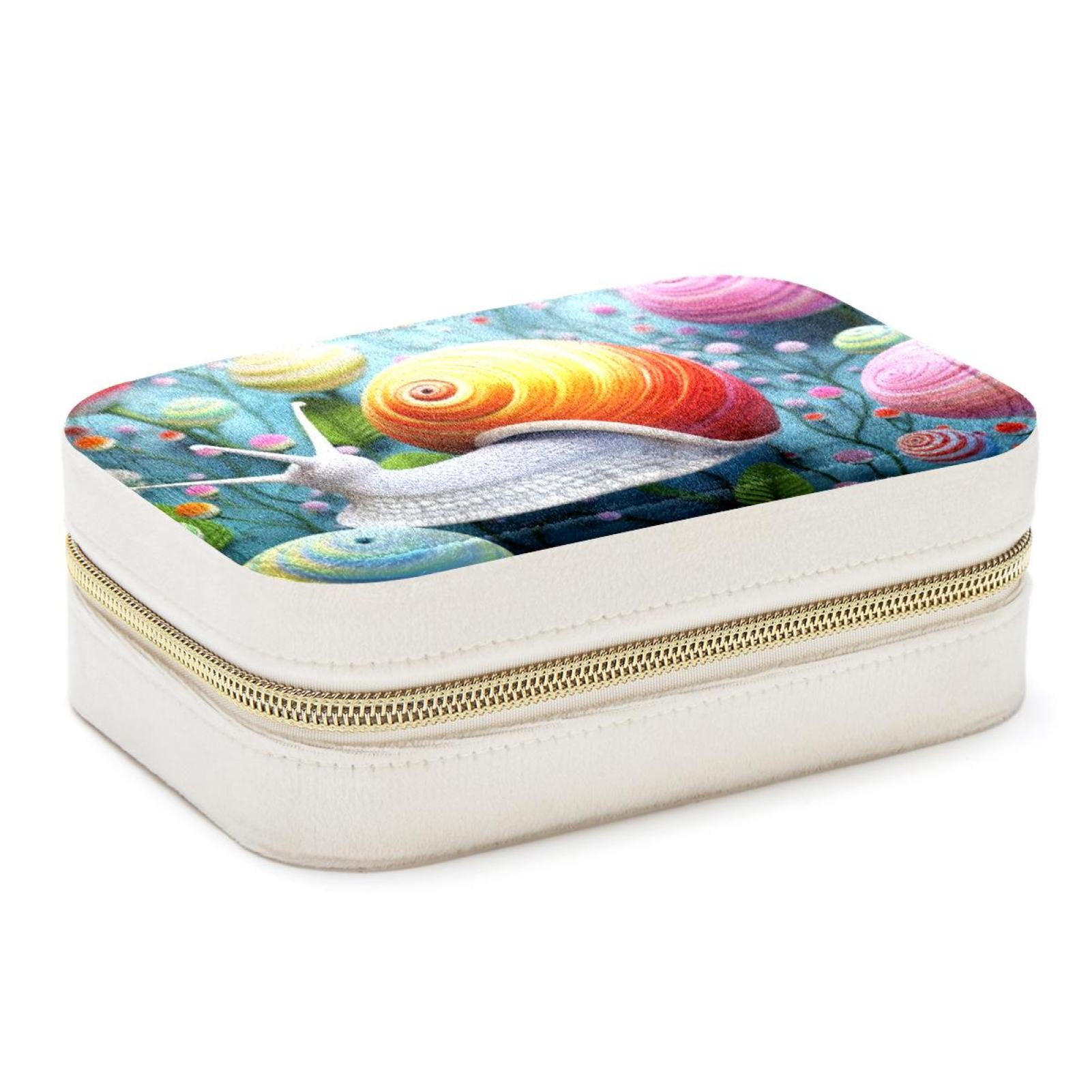 Snail Velvet Portable Necklace Organizer Box with Removable Compartment ...