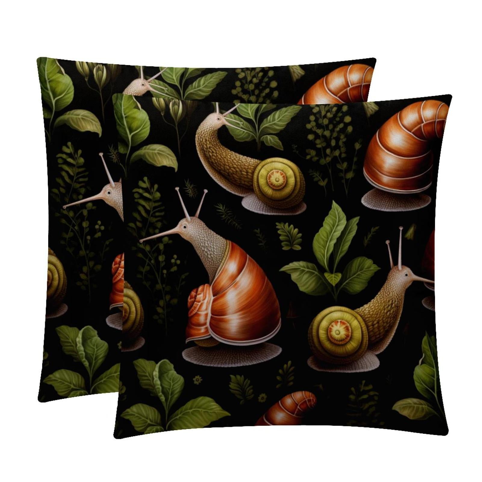 Snail Velvet Throw Pillow Covers Set of 2 - 16x16, 18x18, 20x20 Inches ...