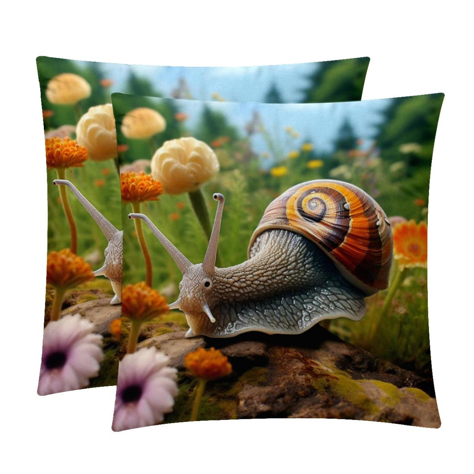 Snail Velvet Throw Pillow Covers Set of 2 with Unique Patterns for Bed ...