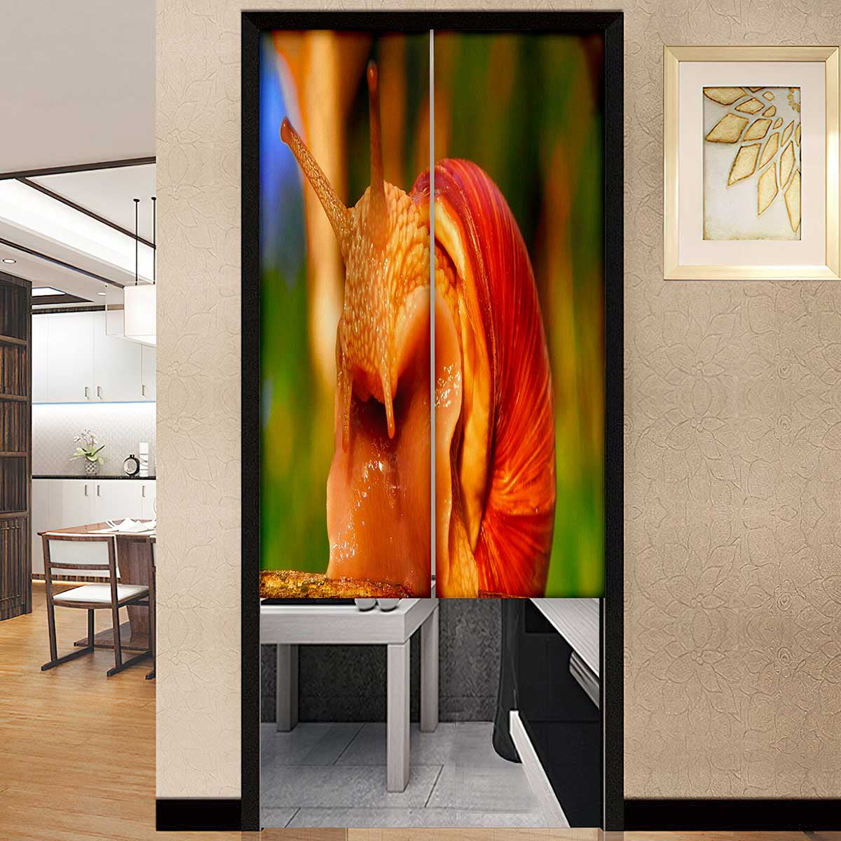 Snail Water Drops Green Short Noren Study Room Restaurant Partition ...