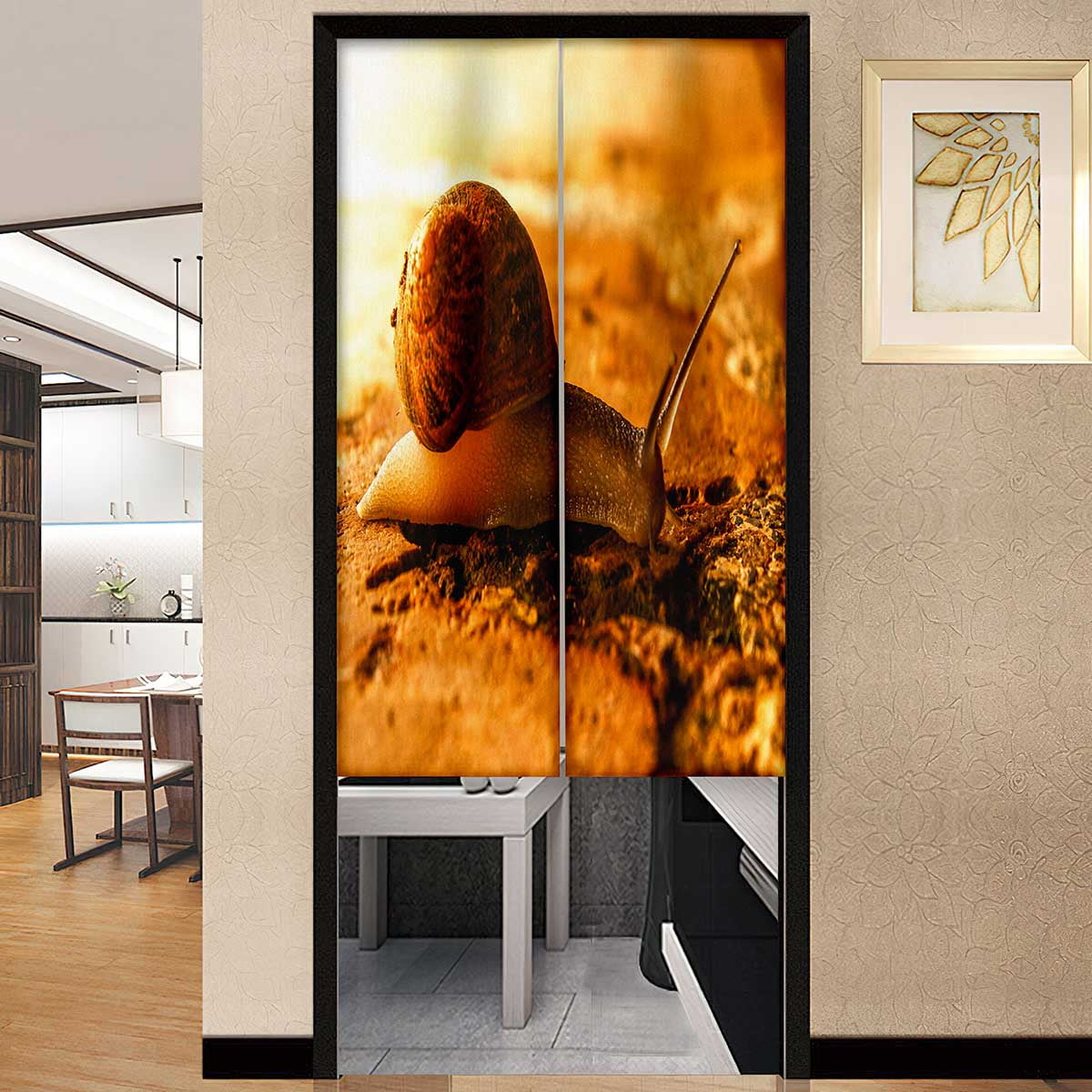 Snail Water Drops Green Short Noren Study Room Restaurant Partition ...