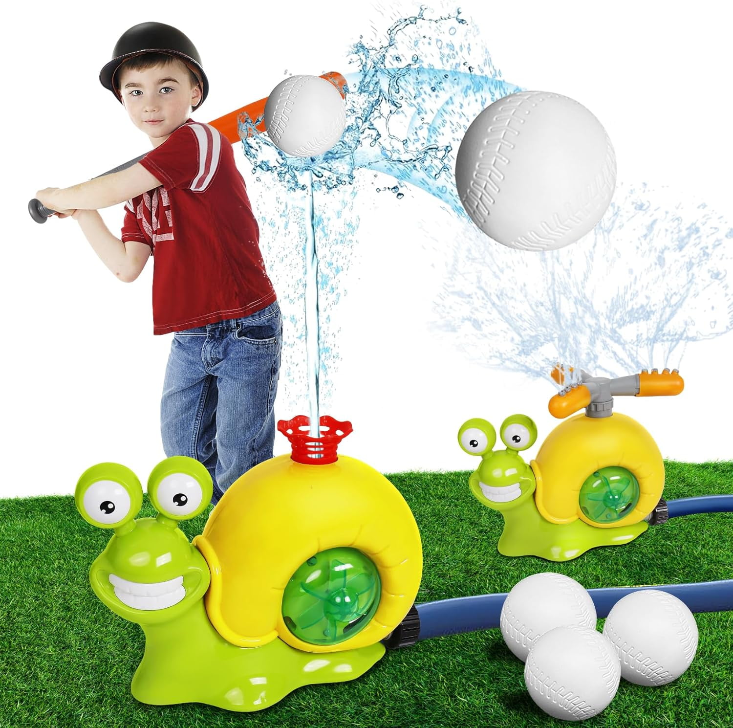 Snail Water Sprinkler Baseball Kid's 2 in 1 Outdoor Playset, 9 Pieces ...