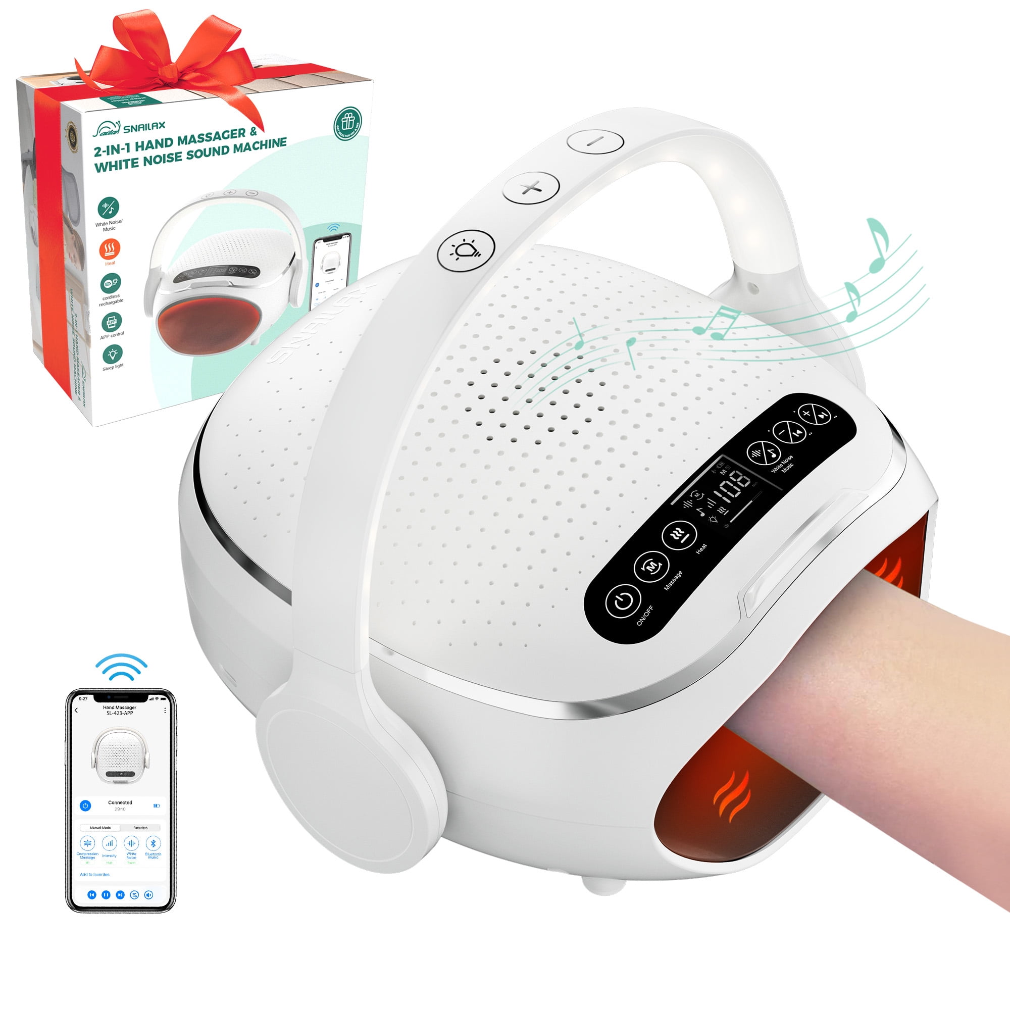 Snailax Cordless Hand Massager with heat, Upgraded Hand Massager with ...