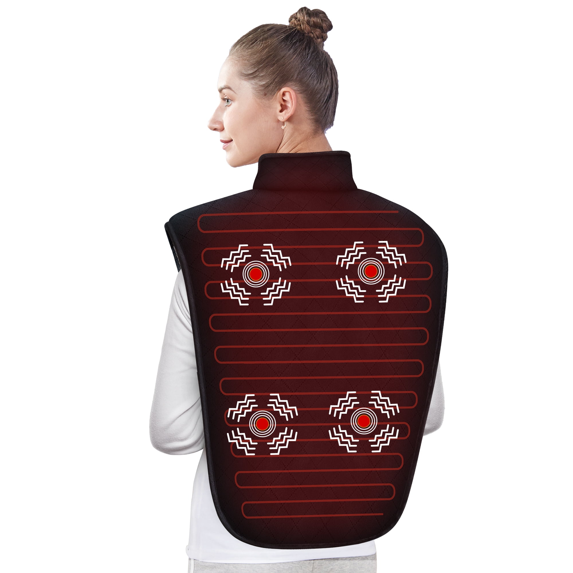 Snailax Electric Heating Pad for Back Pain Relief, Vibrating Heat Pad ...