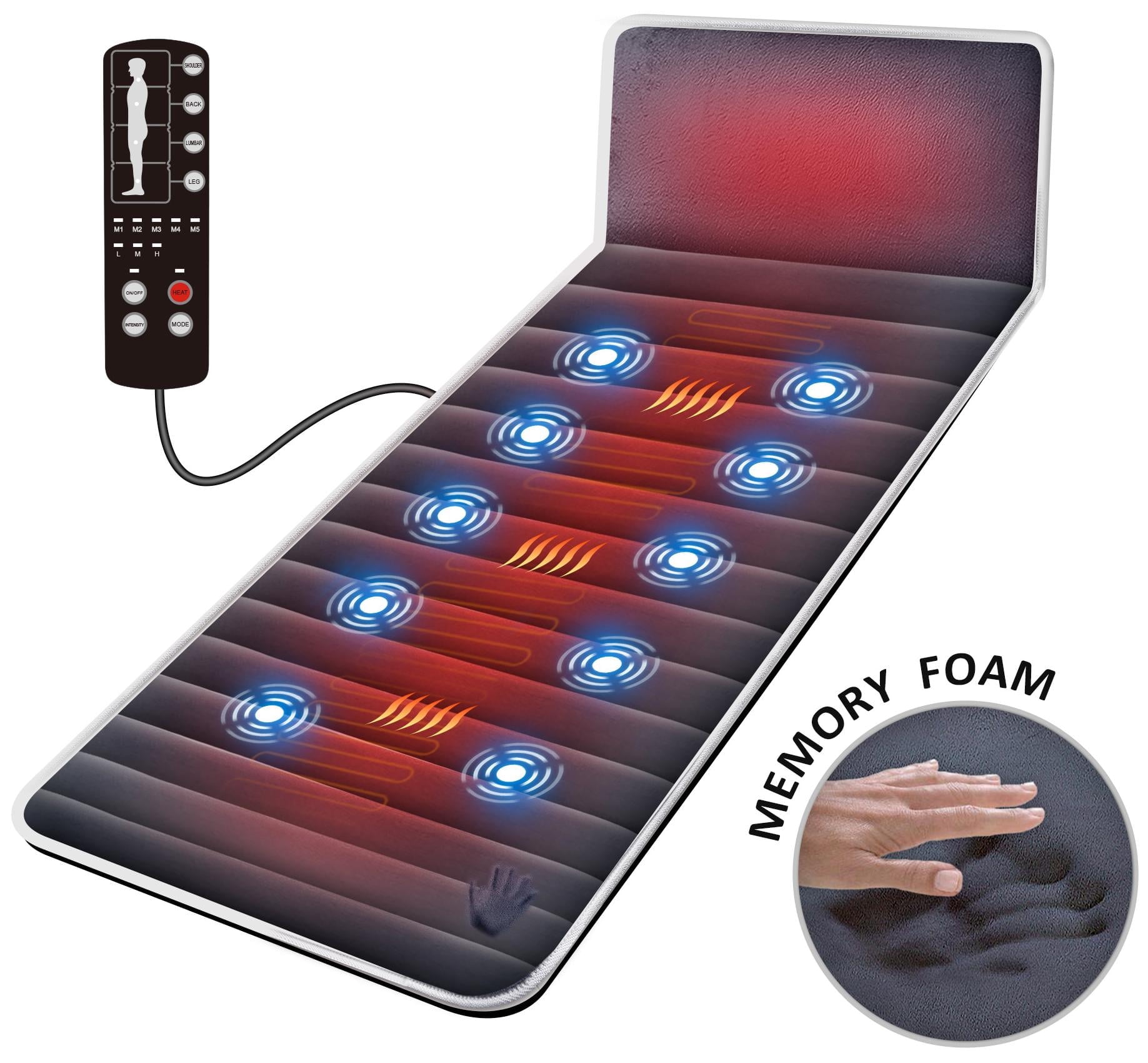 Snailax Memory Foam Massage Mat, Back Massage pad with Vibration Motors ...