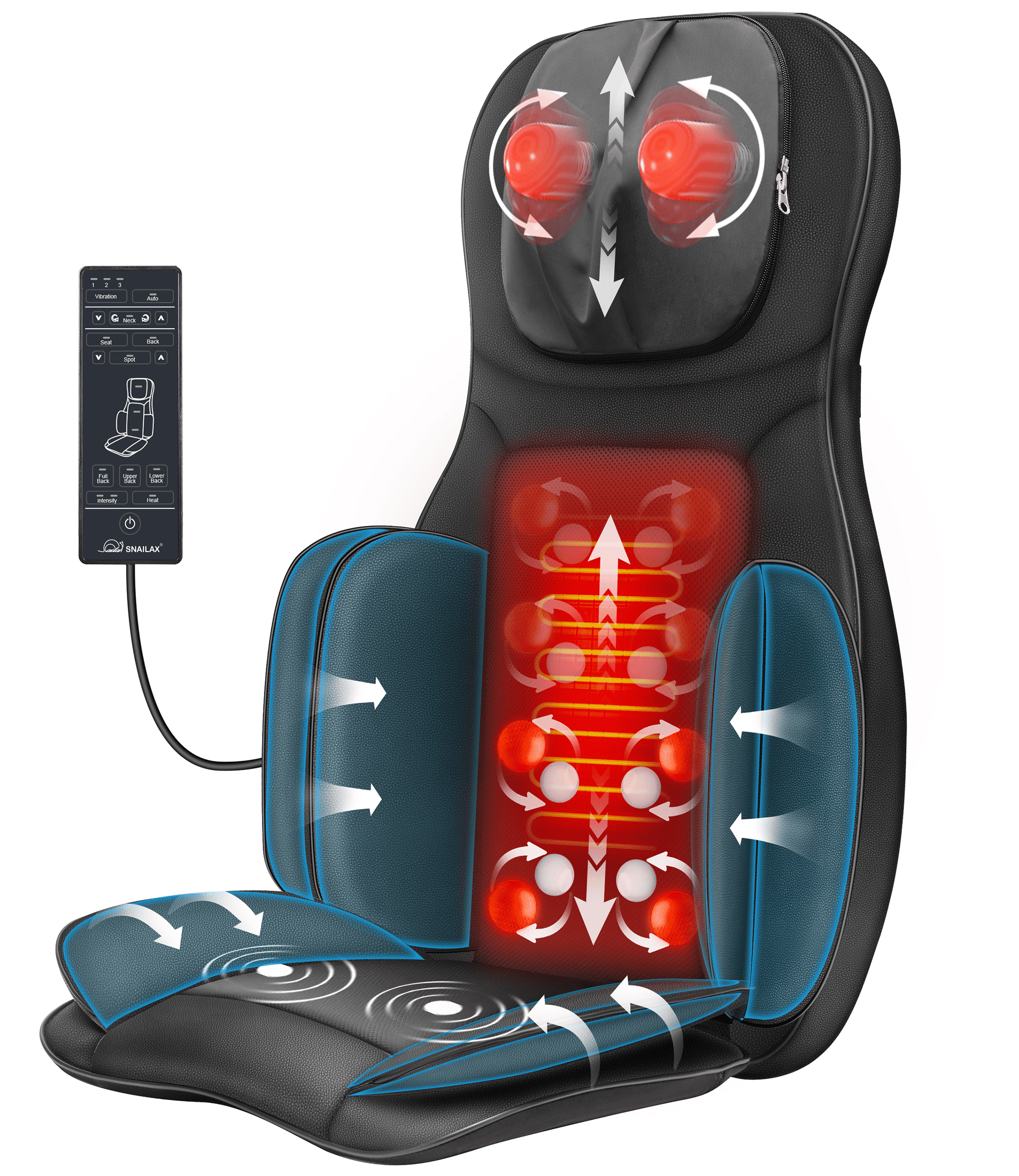 Snailax Shiatsu Back Massager with Heat & Compression, Seat Cushion ...