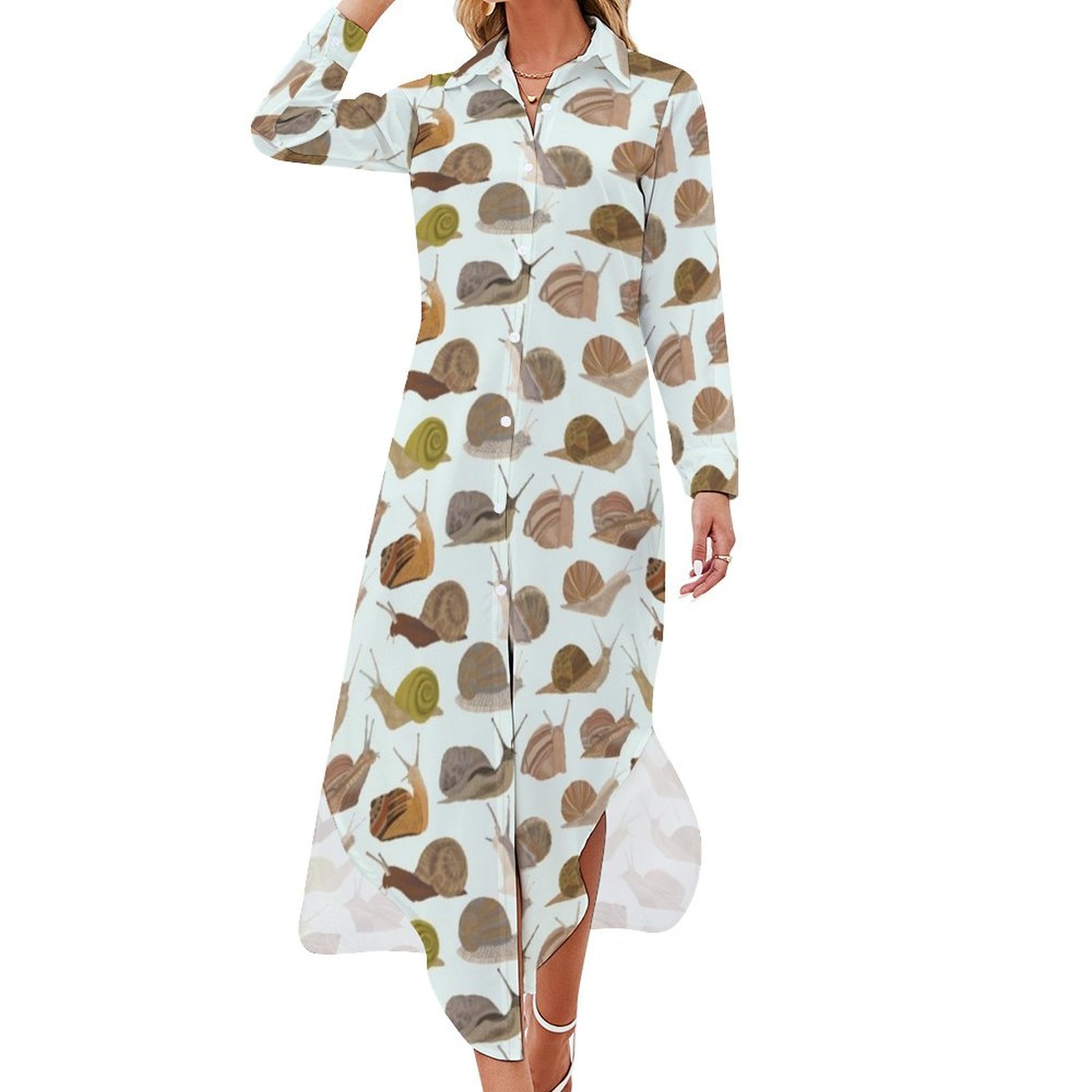 Snails Long Sleeved Shirt Dress luxury dresses dresses women summer ...