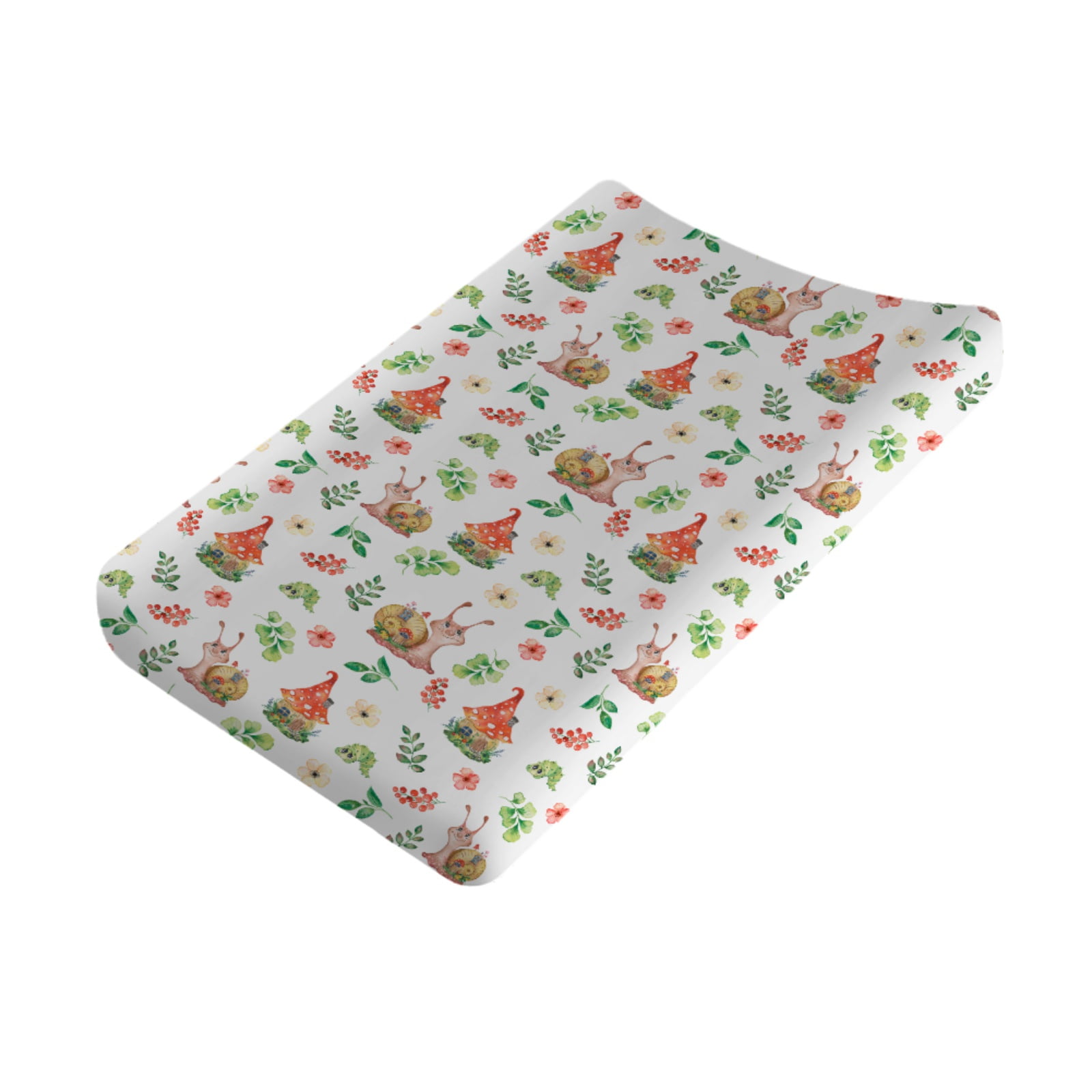 Snails Mushroom Forest Changing Pad Covers Woodland Floral Leaves ...