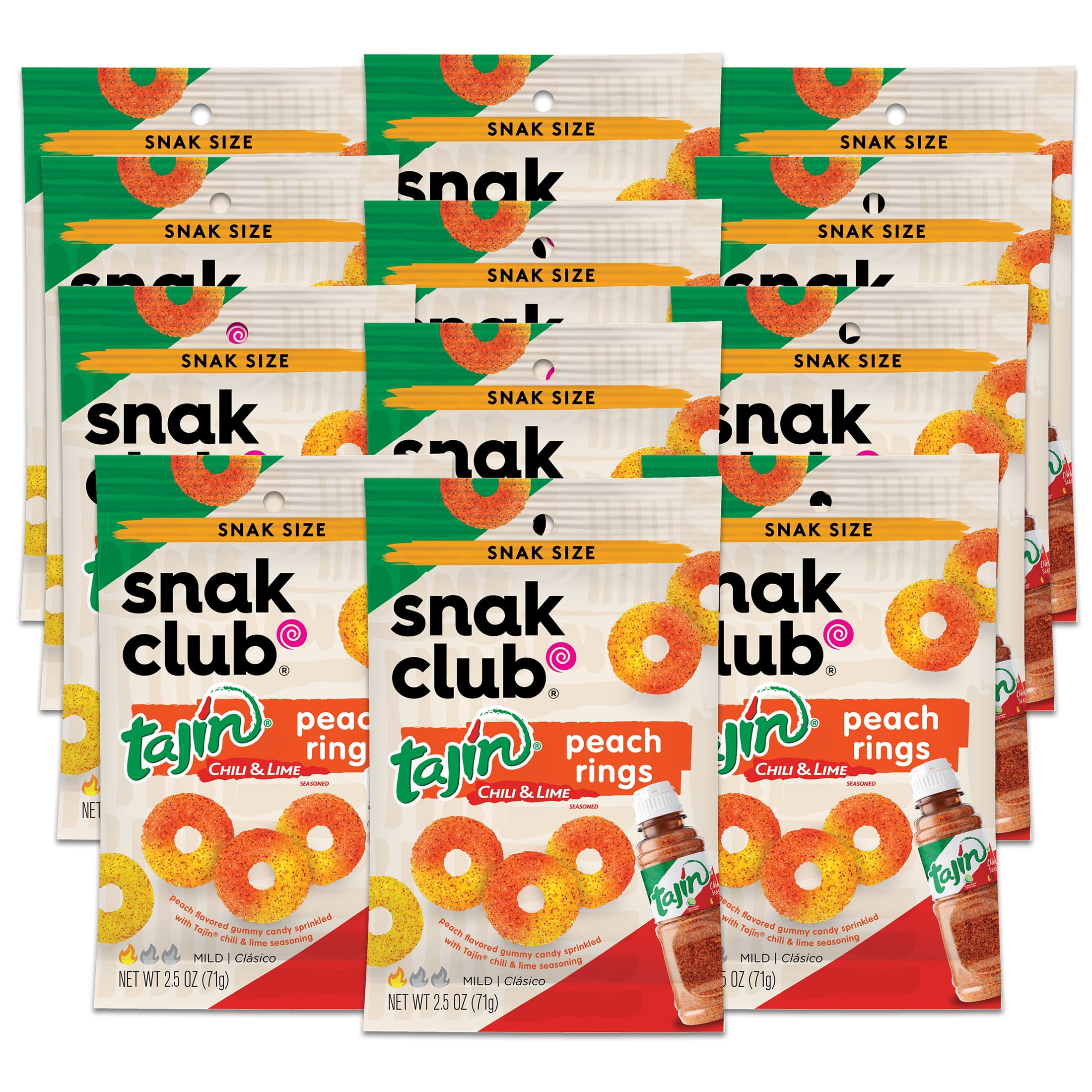 Snak Club Tajin Peach Rings - Chili Salt Sweet Snacks Candy, 12 Pack, 2 ...