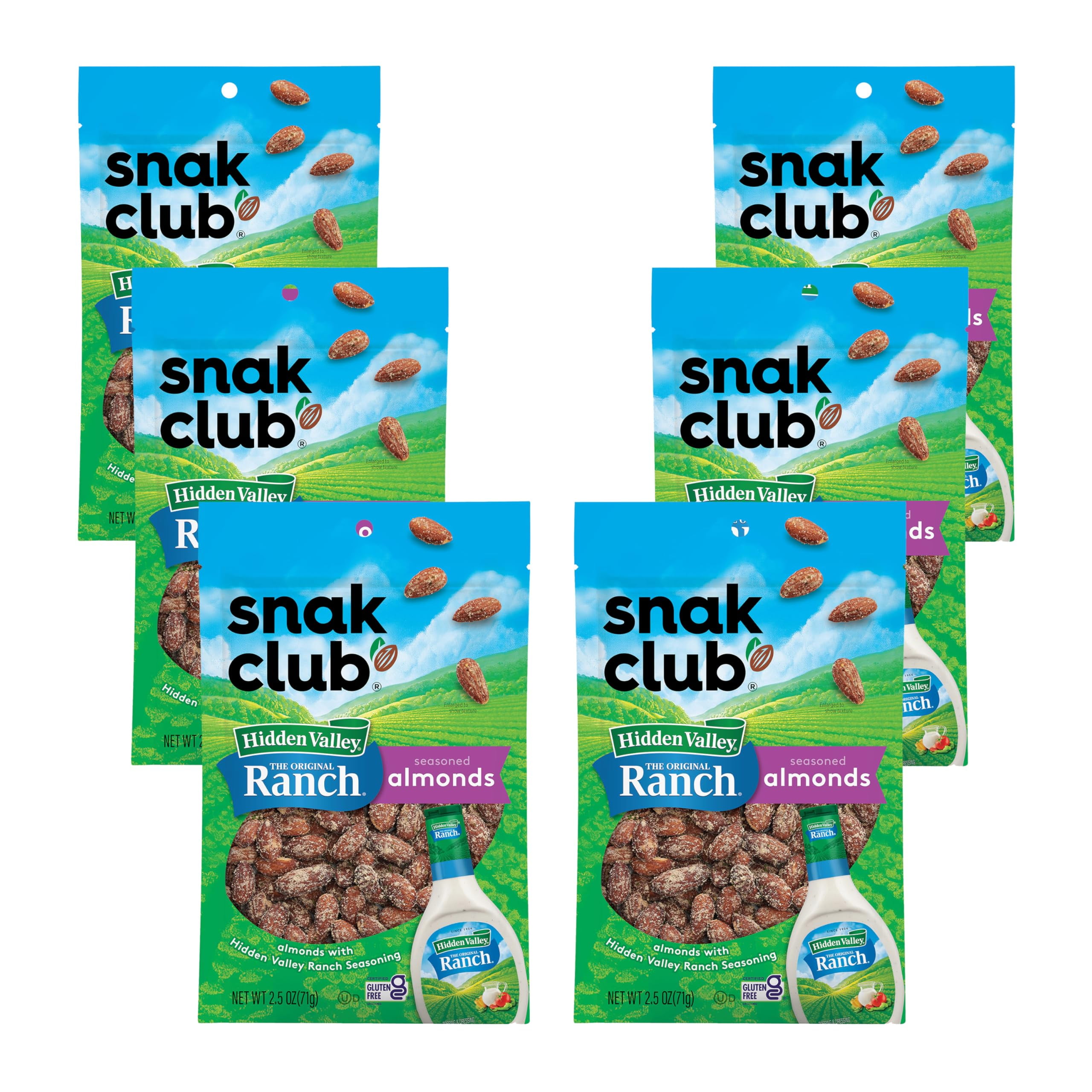 Snak Club AlmondsITSC with Hidden Valley Ranch Seasoning, Roasted ...