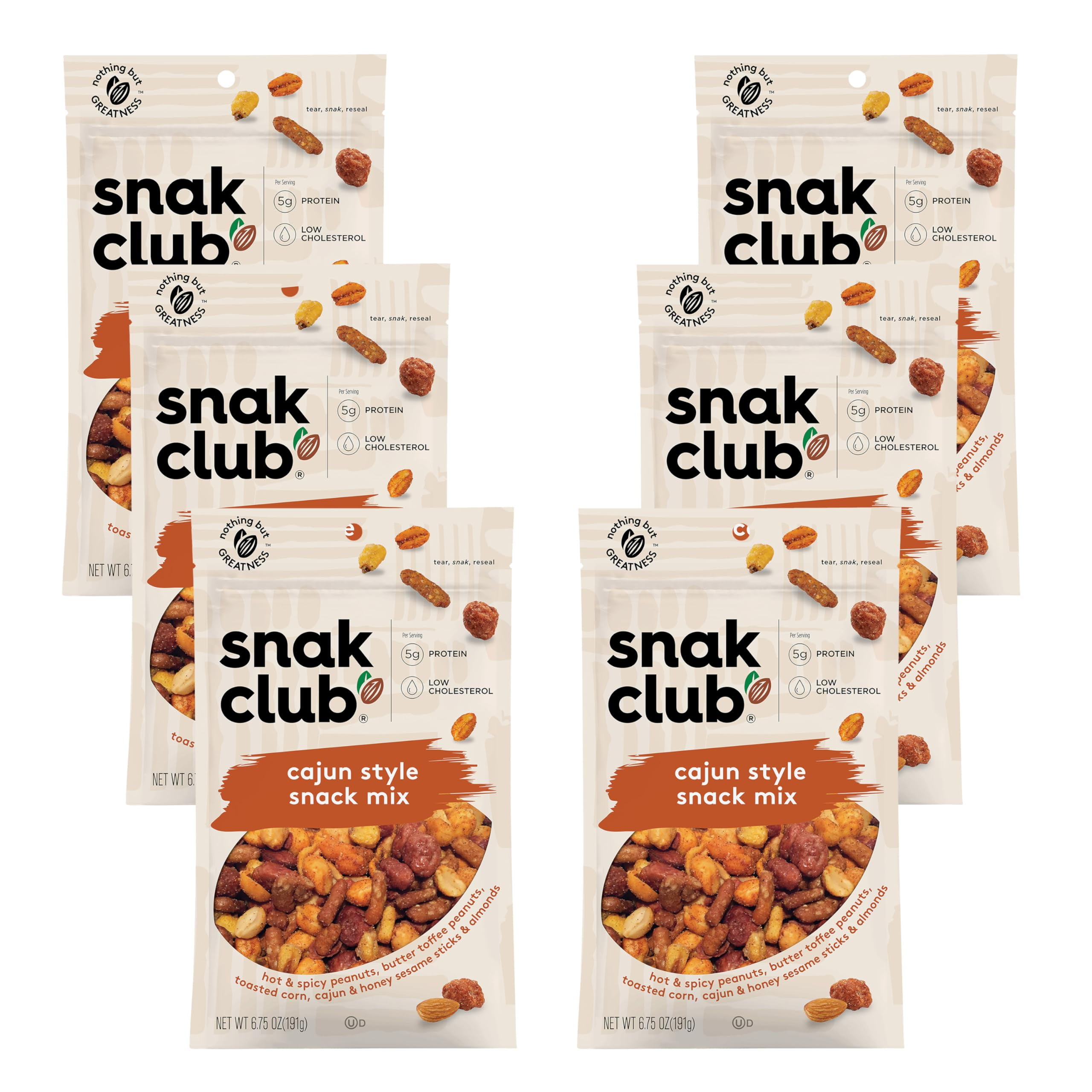 Snak Club Cajun Style Snack Mix NSD3 with Hot Spicy Peanuts, Butter ...