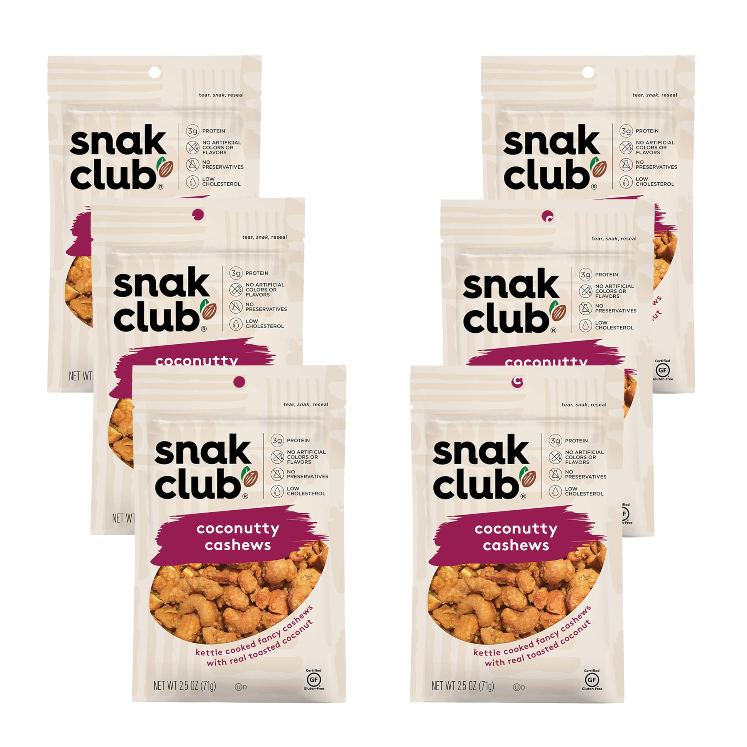 Snak Club Coconutty Cashews, HHA1 Kettle Cooked Fancy Cashews with ...