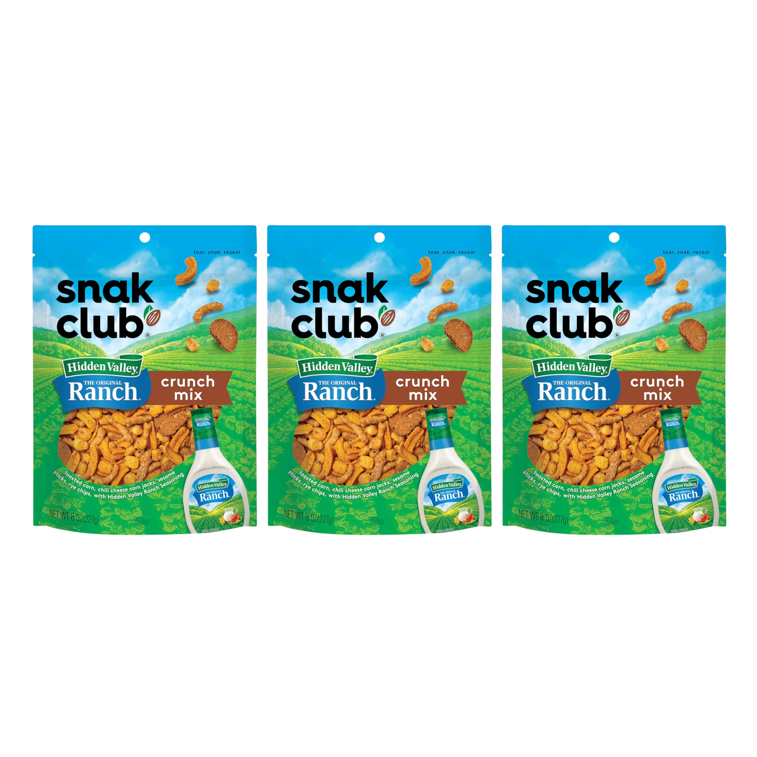 Snak Club Crunch Mix CCF19 with Hidden Valley Ranch Seasoning, Toasted ...