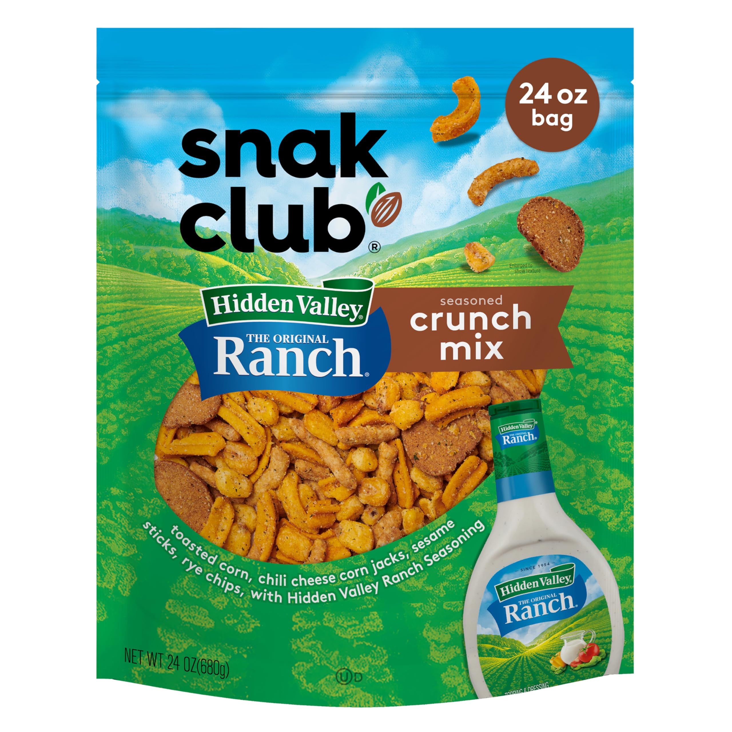 Snak Club Crunch Mix ESF27 with Hidden Valley Ranch Seasoning, Toasted ...