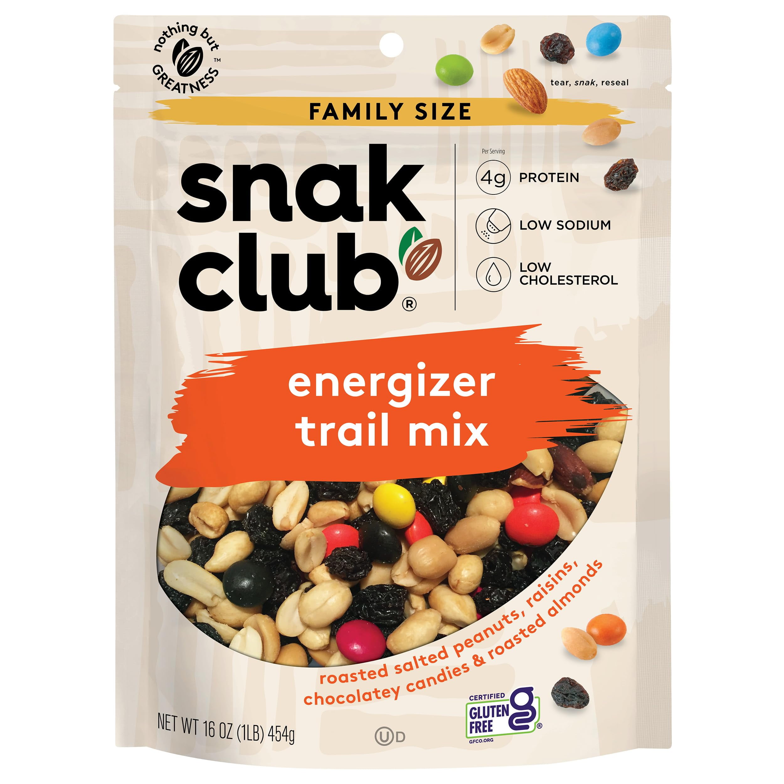 Snak Club Energizer Trail AIF4 Mix, Chocolate pieces, Peanuts, Raisins ...