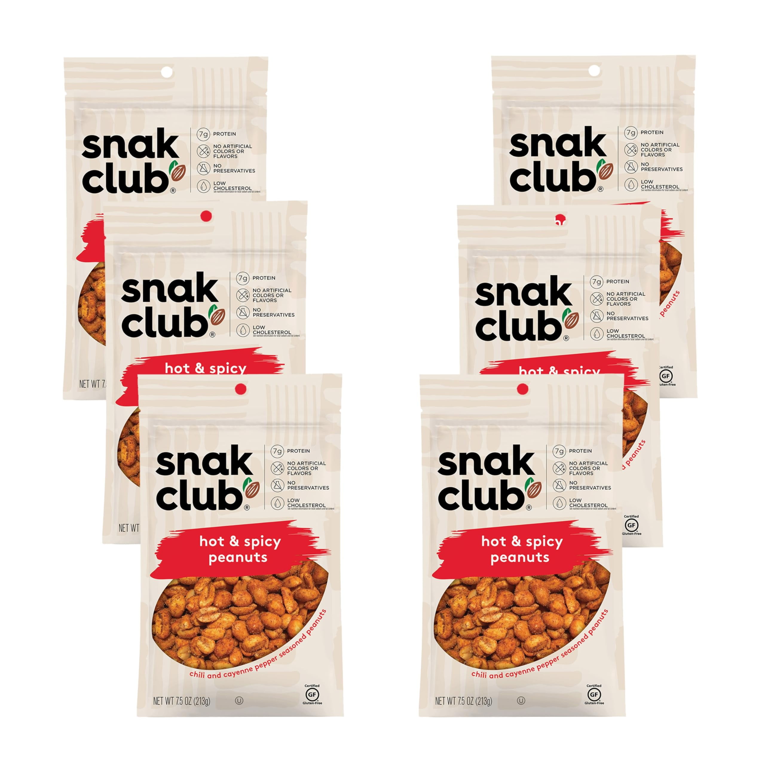 Snak Club Hot and SAF21 Spicy Peanuts, Chili and Cayenne Pepper ...