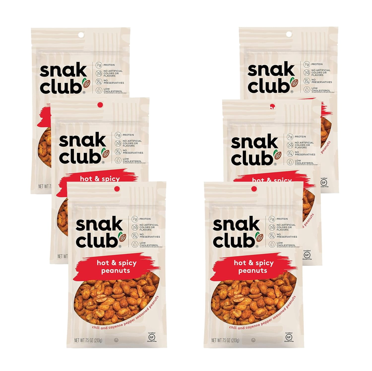 Snak Club Hot and Spicy Peanuts, Chili and Cayenne Pepper Seasoned Nuts ...