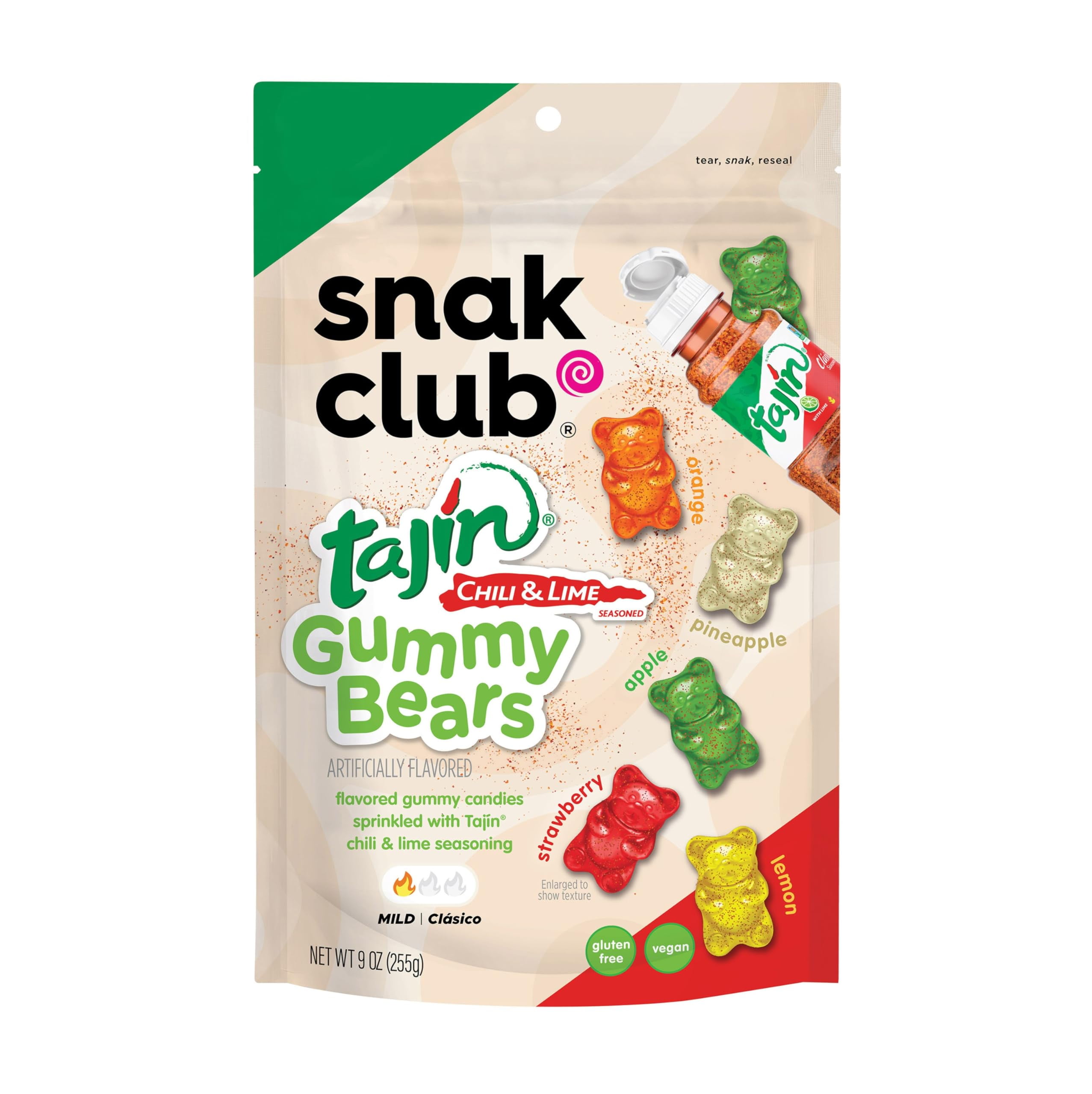 Snak Club MQH2 Tajin Gummy Bears, Assorted Fruit Candy Gummies with ...