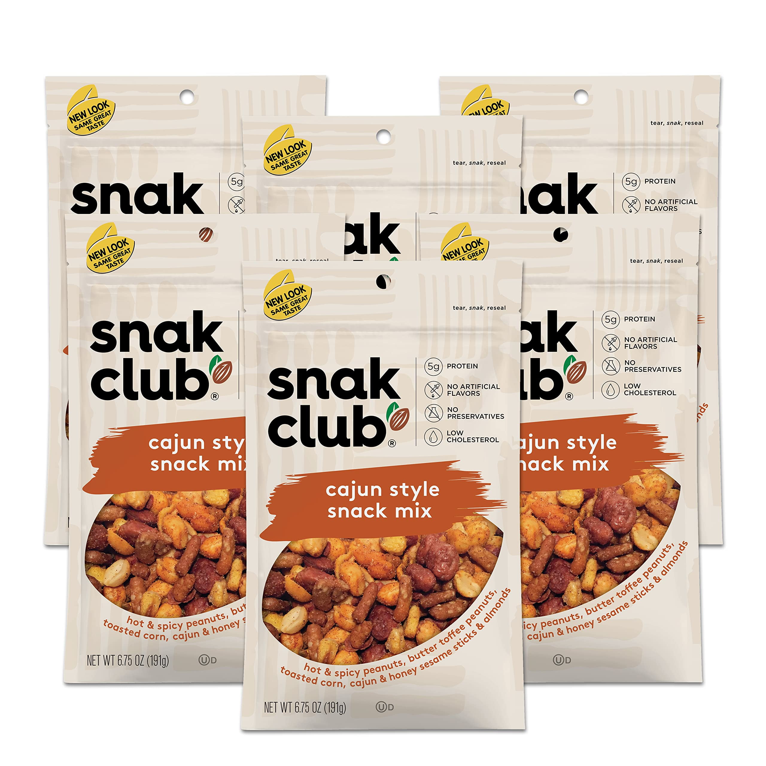 Snak Club All Natural AIF4 Cajun Style Snack Mix, Individual Snacks For ...