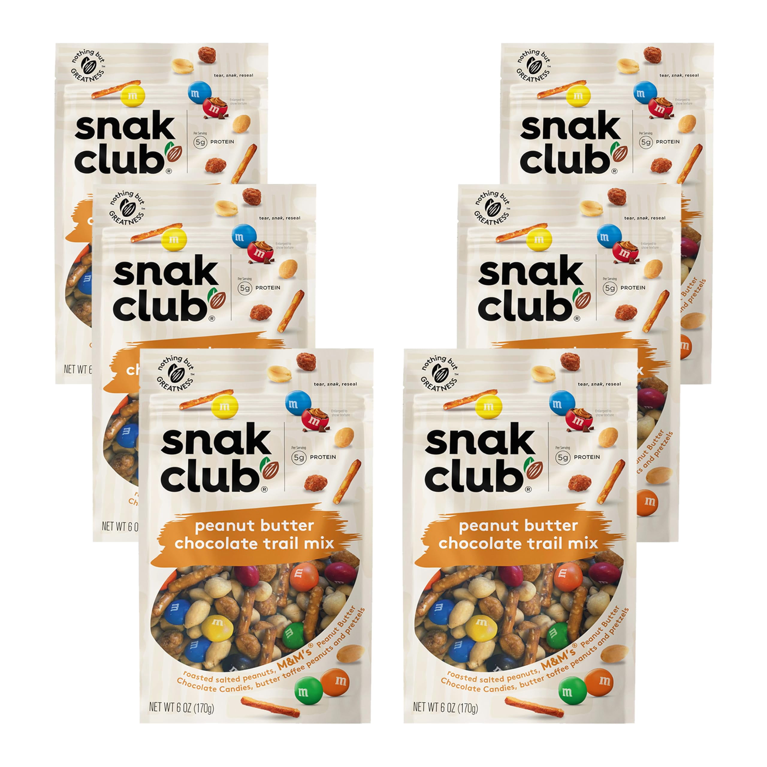 Snak Club Peanut Butter AKF18 Chocolate Trail Mix with Peanuts, Peanut ...