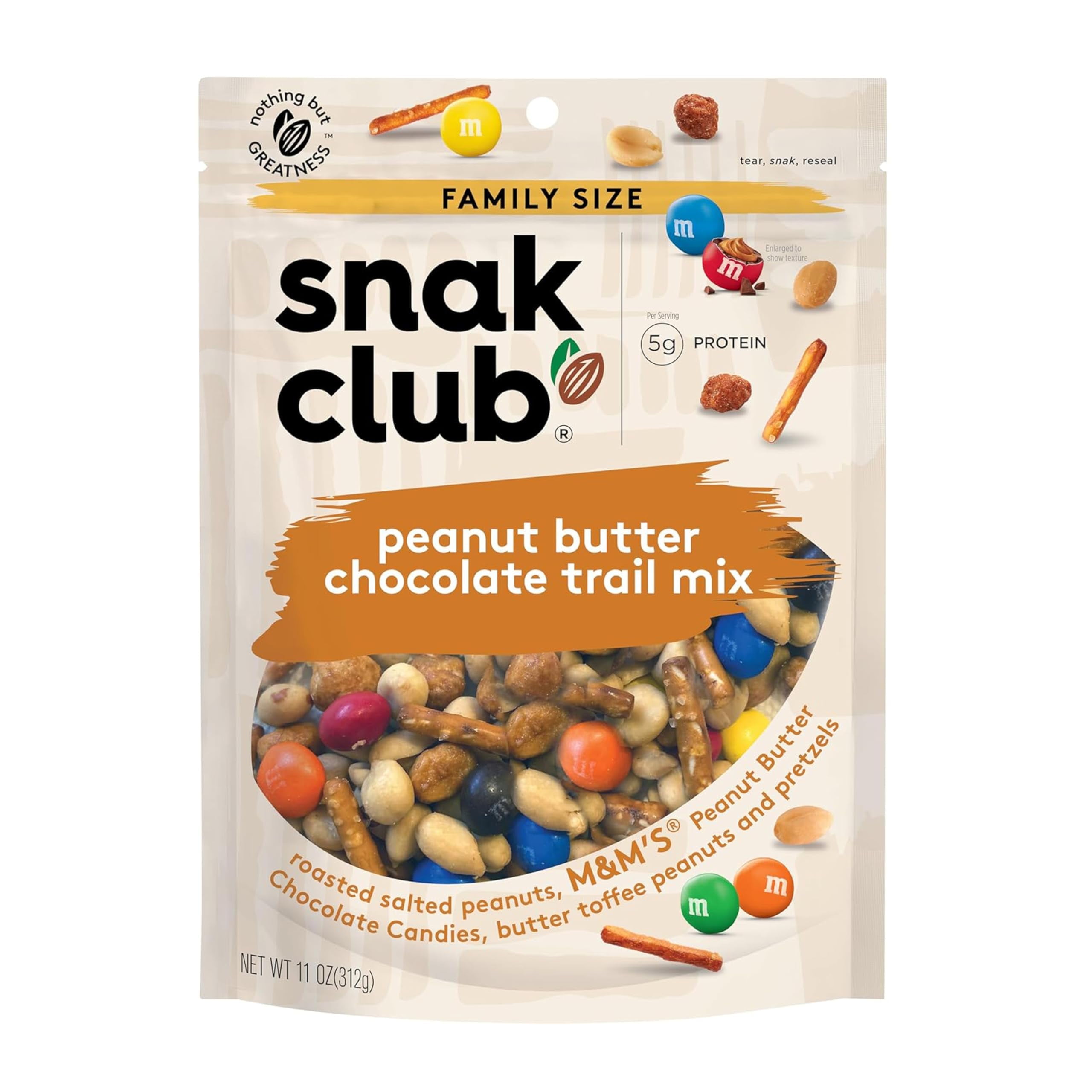 Snak Club Peanut Butter Chocolate Trail Mix with Peanuts, Peanut Butter ...