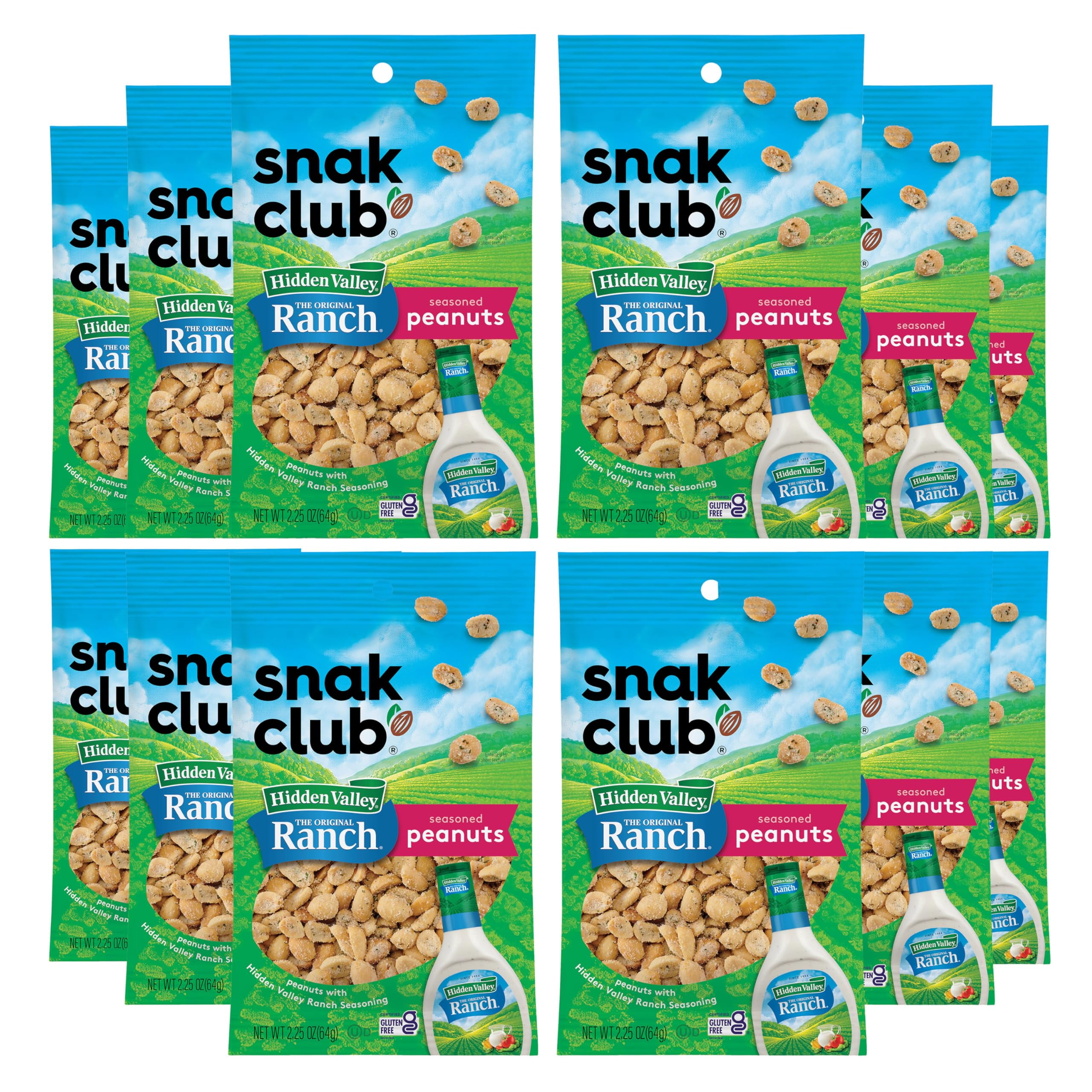 Snak Club Peanuts with IRF13 Hidden Valley Ranch Seasoning, Roasted ...
