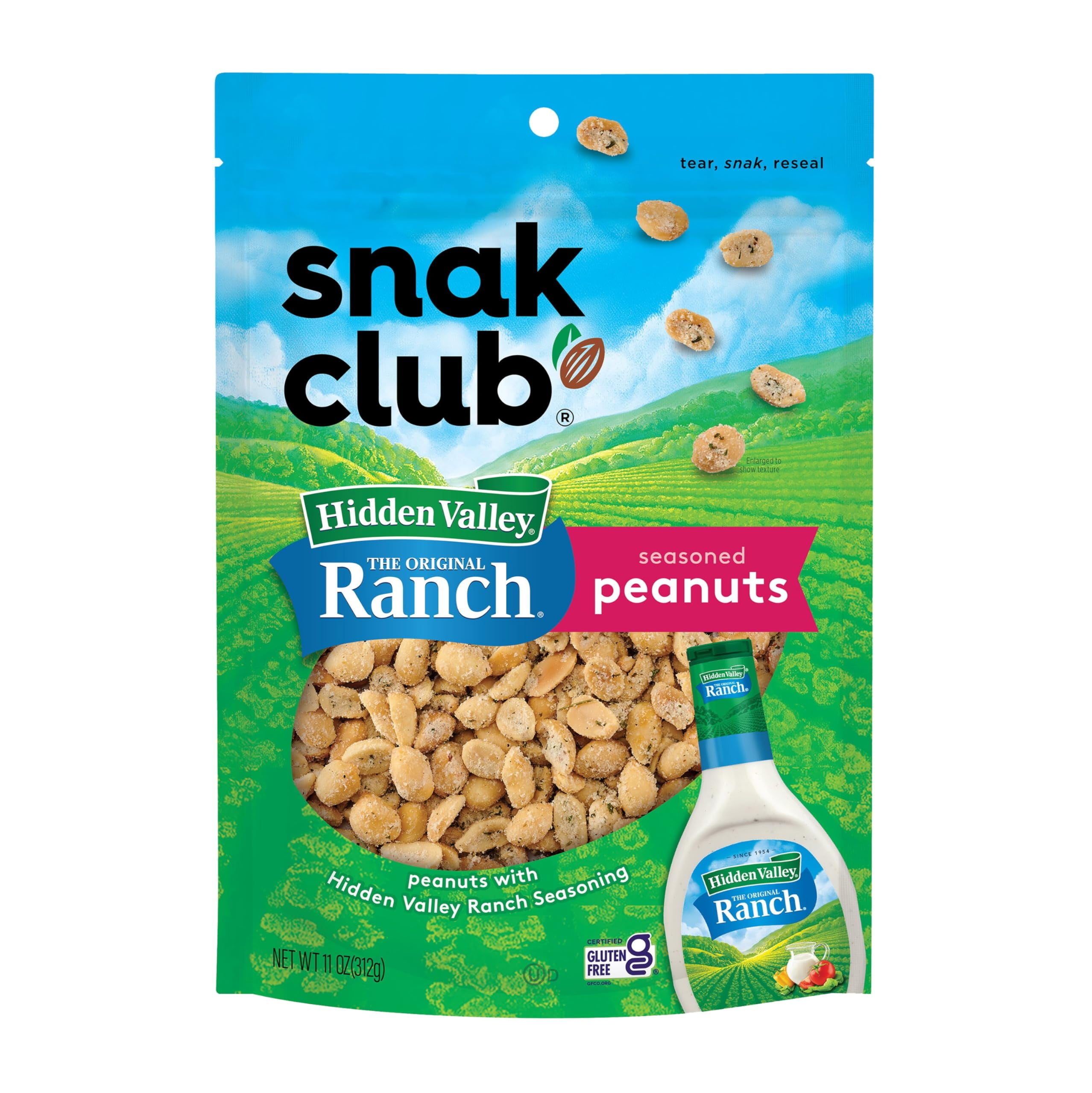 Snak Club Peanuts with YPF5 Hidden Valley Ranch Seasoning, Roasted Nuts ...