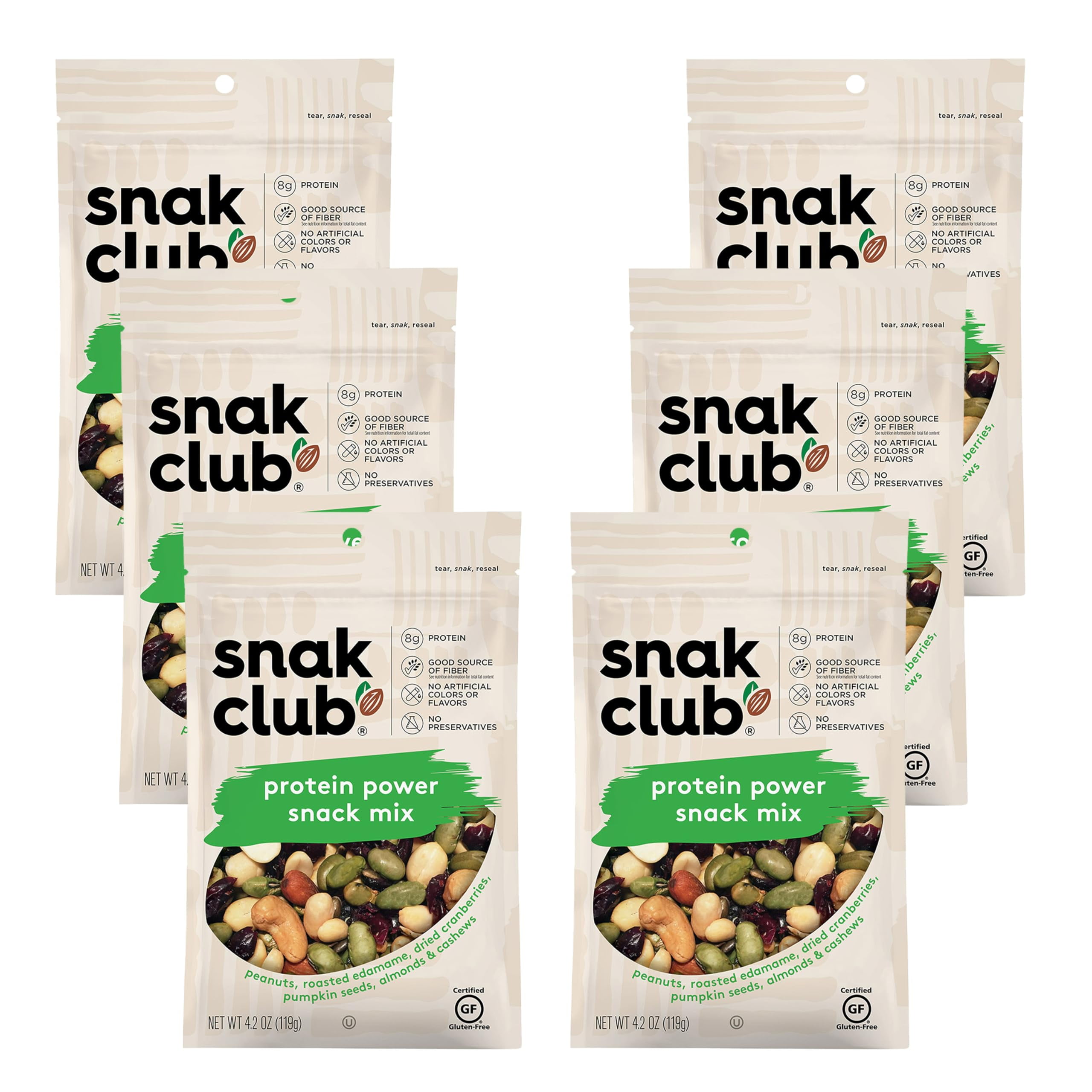 Snak Club Protein Power DEF29 Snack Mix with Roasted Edamame, Dried ...