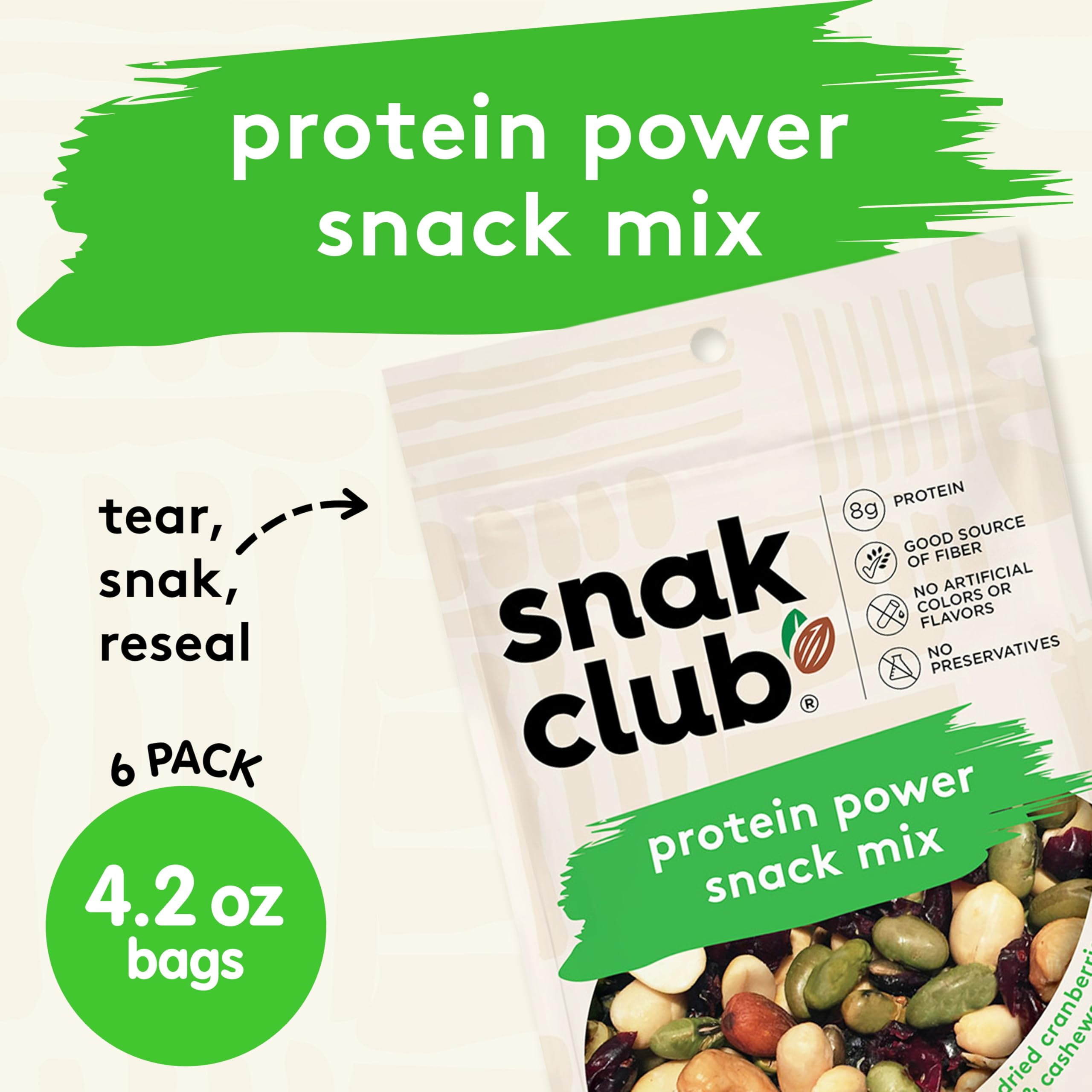 Snak Club Protein TWE5 Power Snack Mix with Peanuts, Edamame, Dried ...