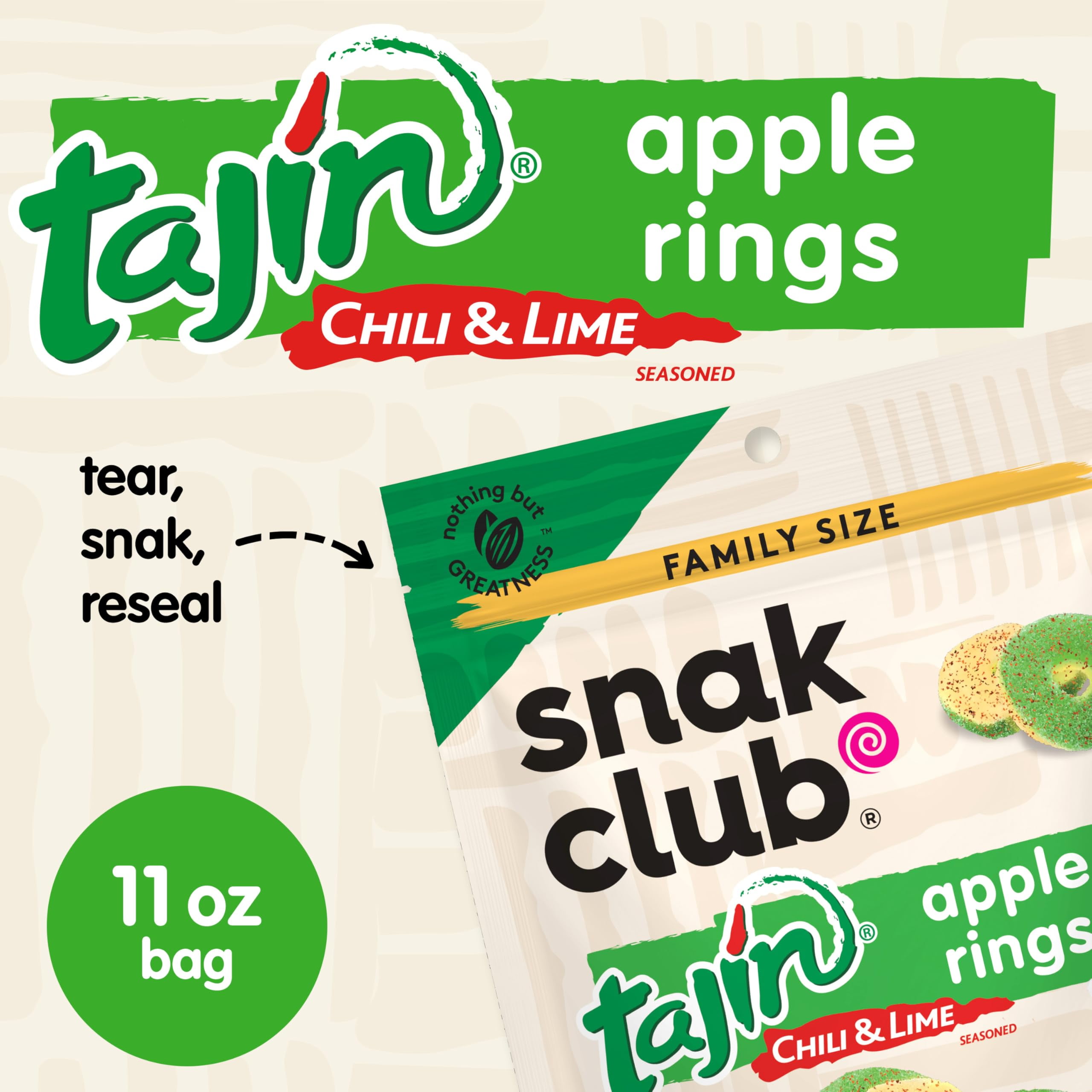 Snak Club Tajin Apple Rings Gummy Candy, H2FSDFruit Candy Gummies with ...