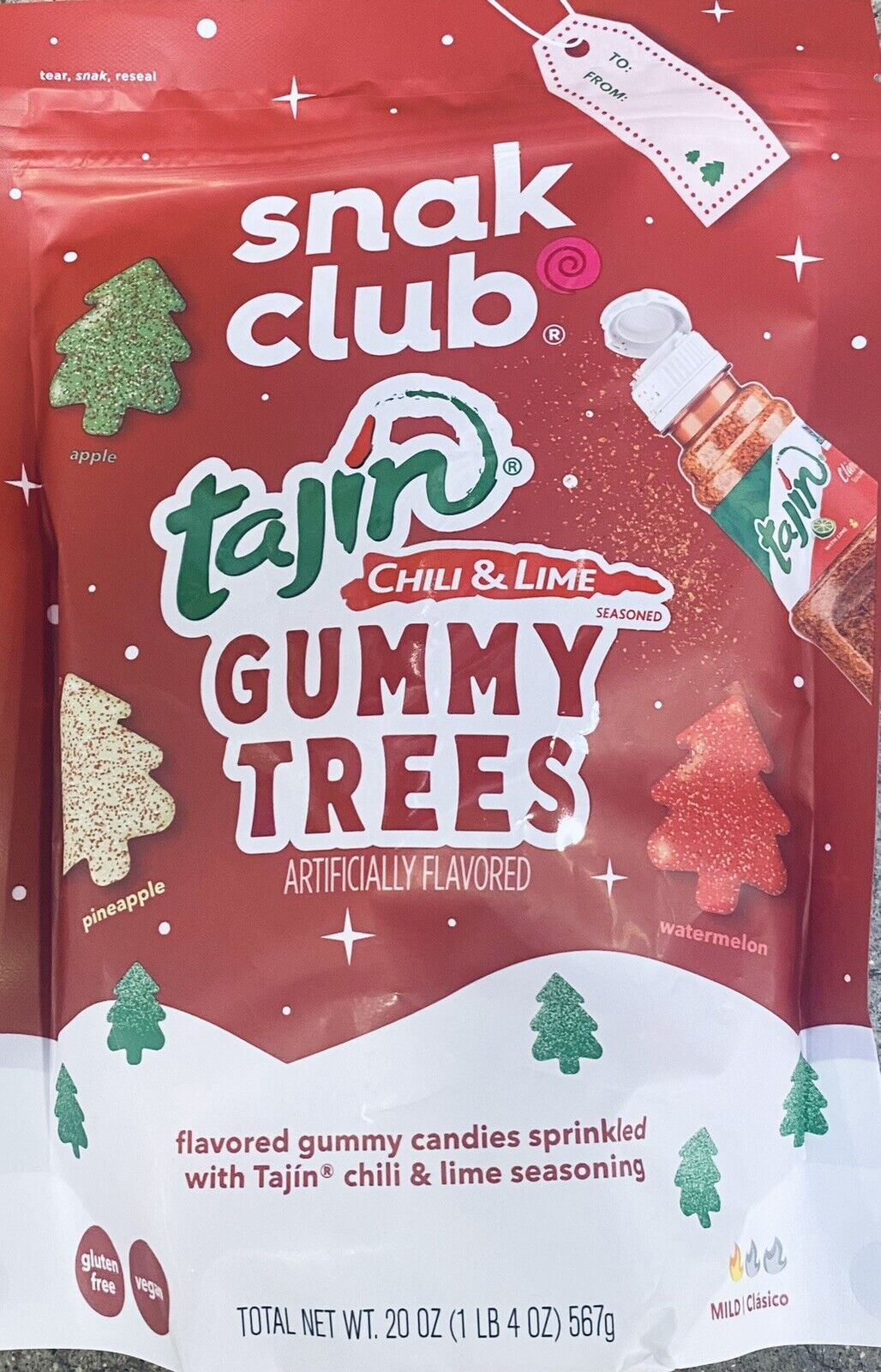 Snak Club Tajin Chili & Lime CHRISTMAS HOLIDAY GUMMY TREES 20 oz Bag ...