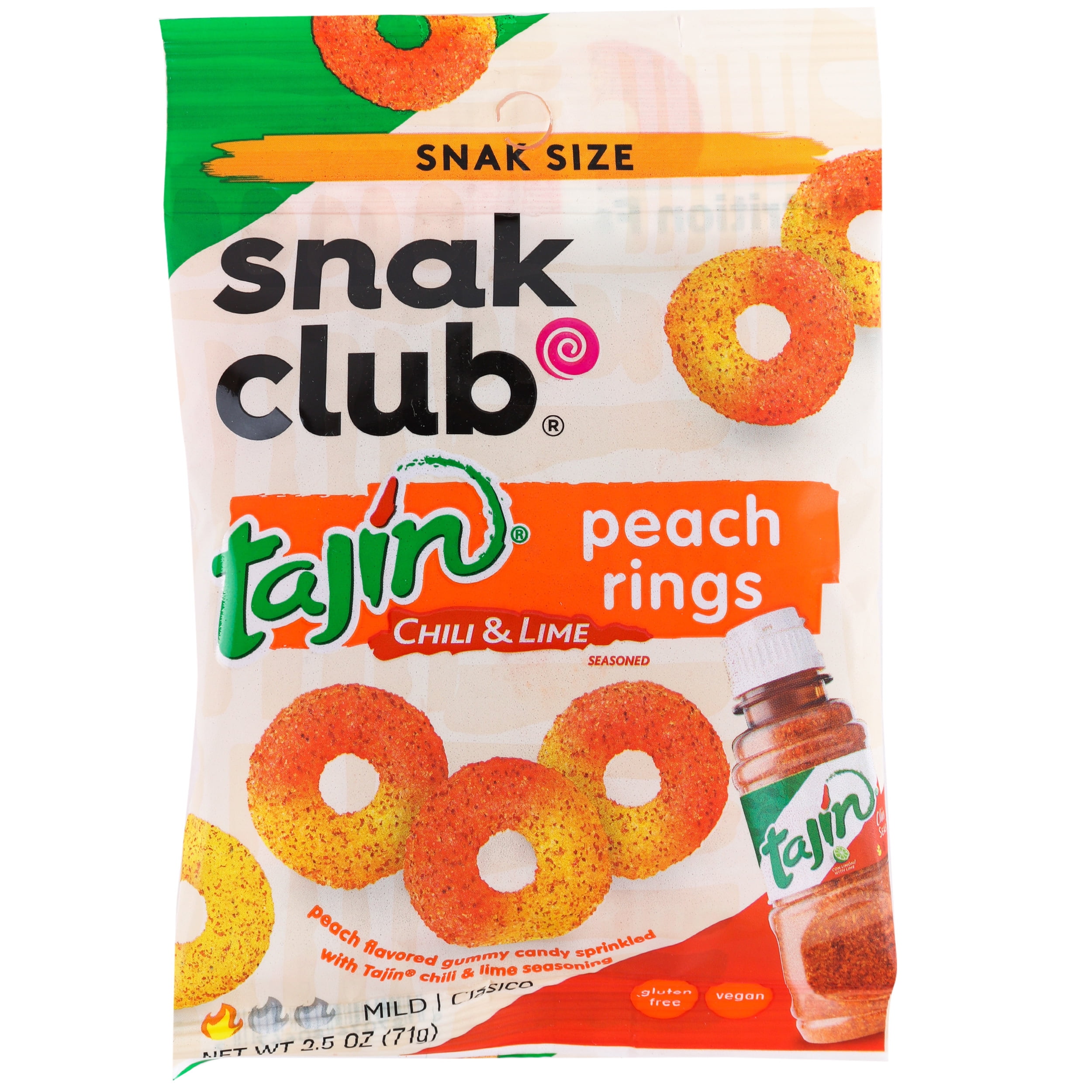 Snak Club Tajin Clasico Chile Lime Peach Rings, Sour Candy, 2.5 oz Bag ...