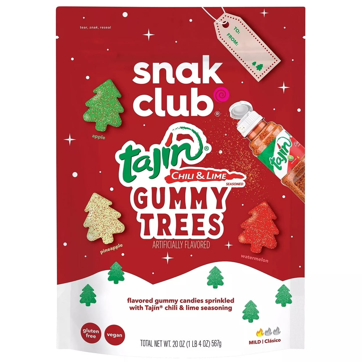 Snak Club Tajin Chili Lime Seasoned Gummy Trees, Spicy & Fruity Candy ...
