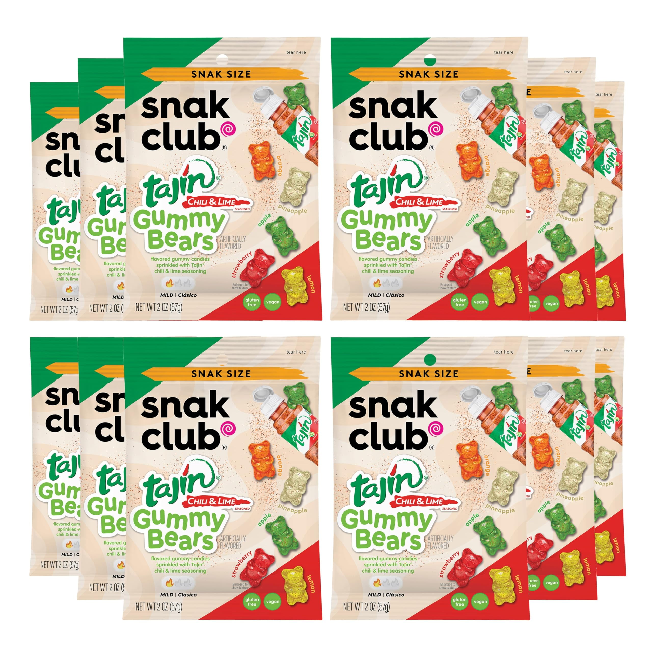 Snak Club Tajin Gummy BCF26 Bears, Assorted Fruit Candy Gummies with ...