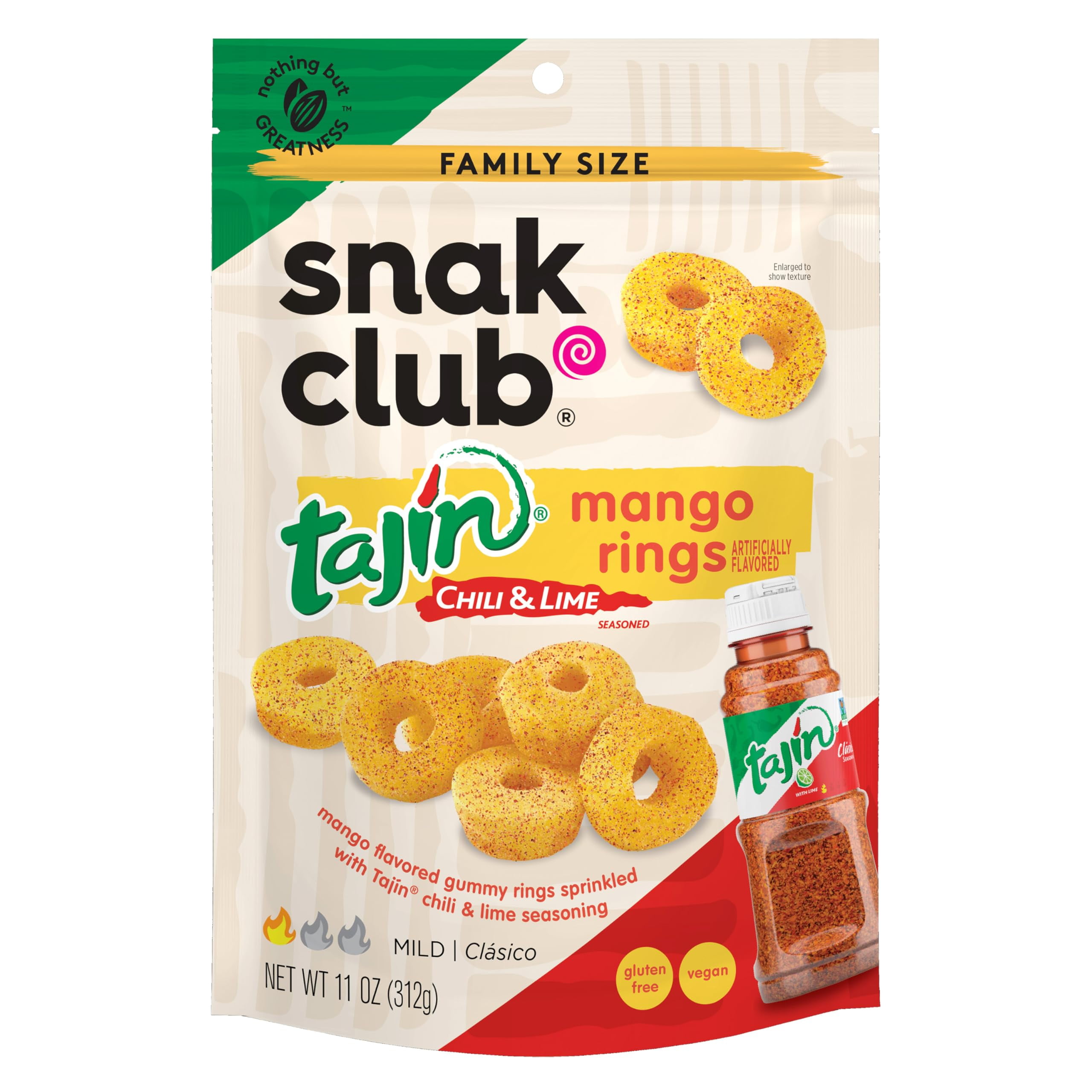 Snak Club Tajin Mango MFF30 Rings Gummy Candy, Fruit Candy Gummies with ...