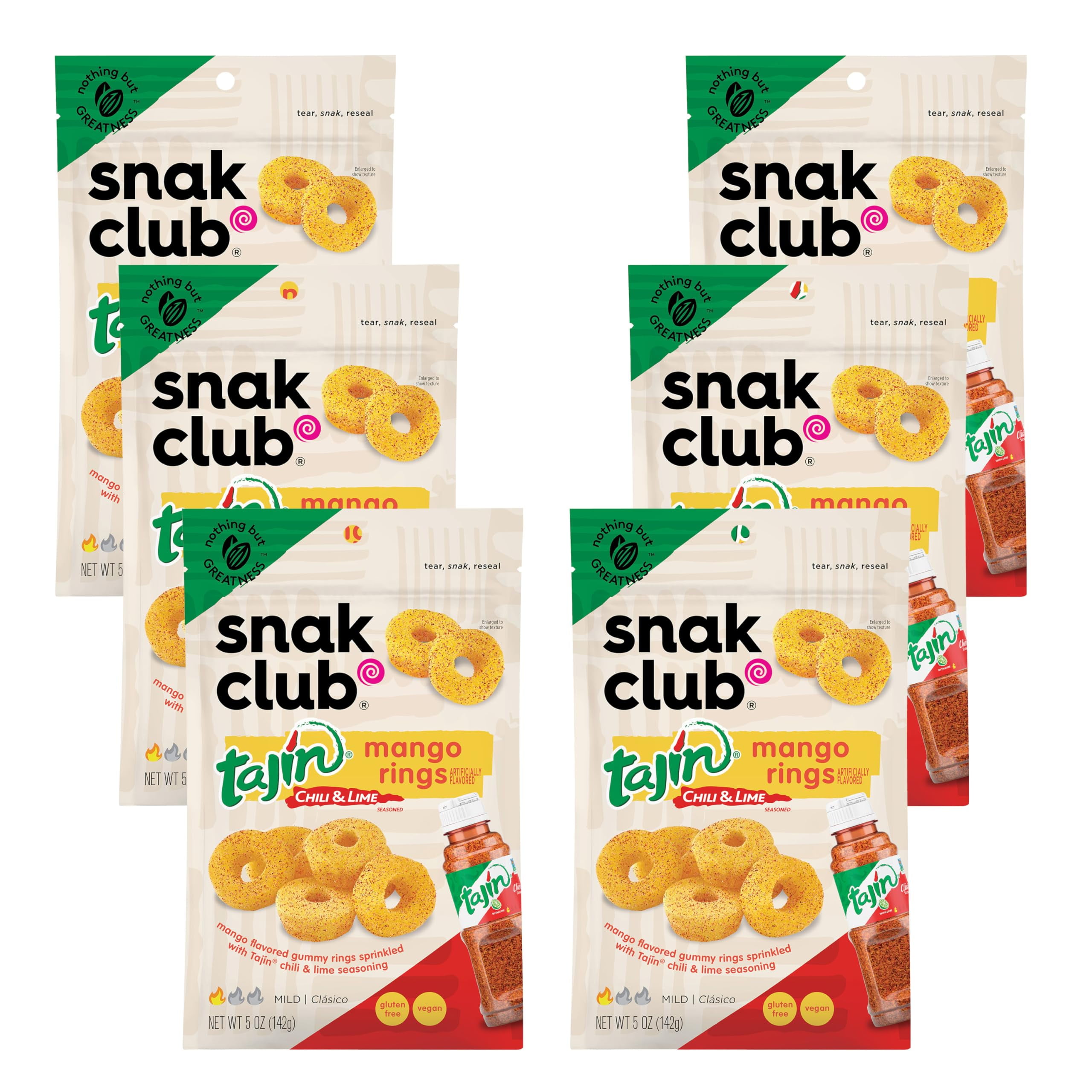 Snak Club Tajin Mango TSF6 Rings Gummy Candy, Fruit Candy Gummies with ...