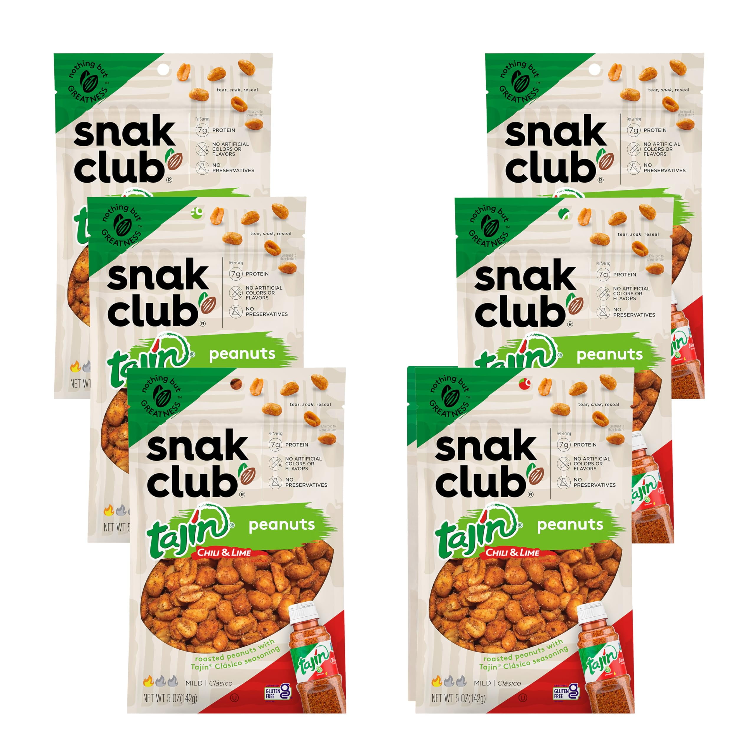 Snak Club Tajin Peanuts, Roasted Nuts BSL1 with Chili and Lime ...