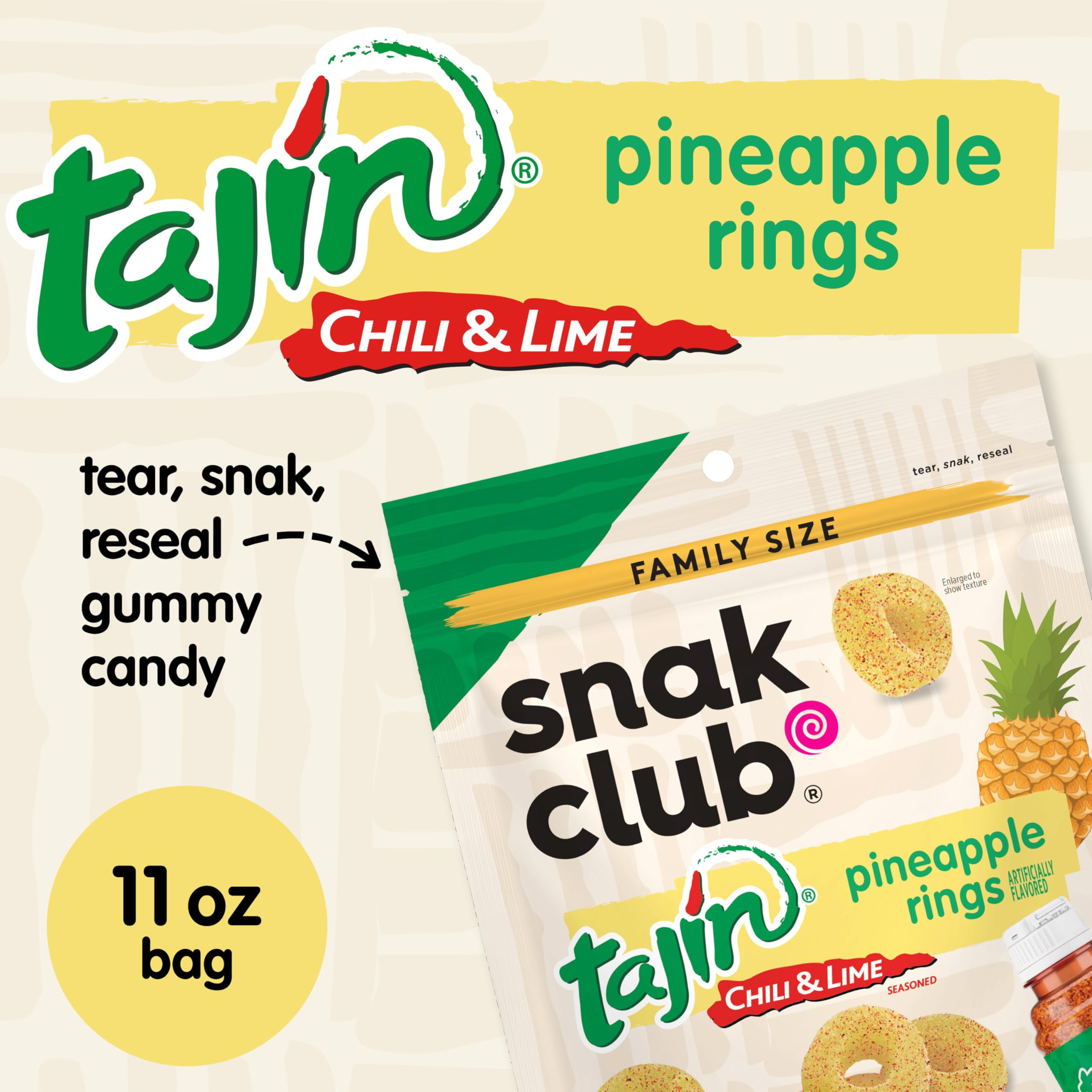 Snak Club Tajin SCH4 Pineapple Rings Gummy Candy, Fruit Candy Gummies ...