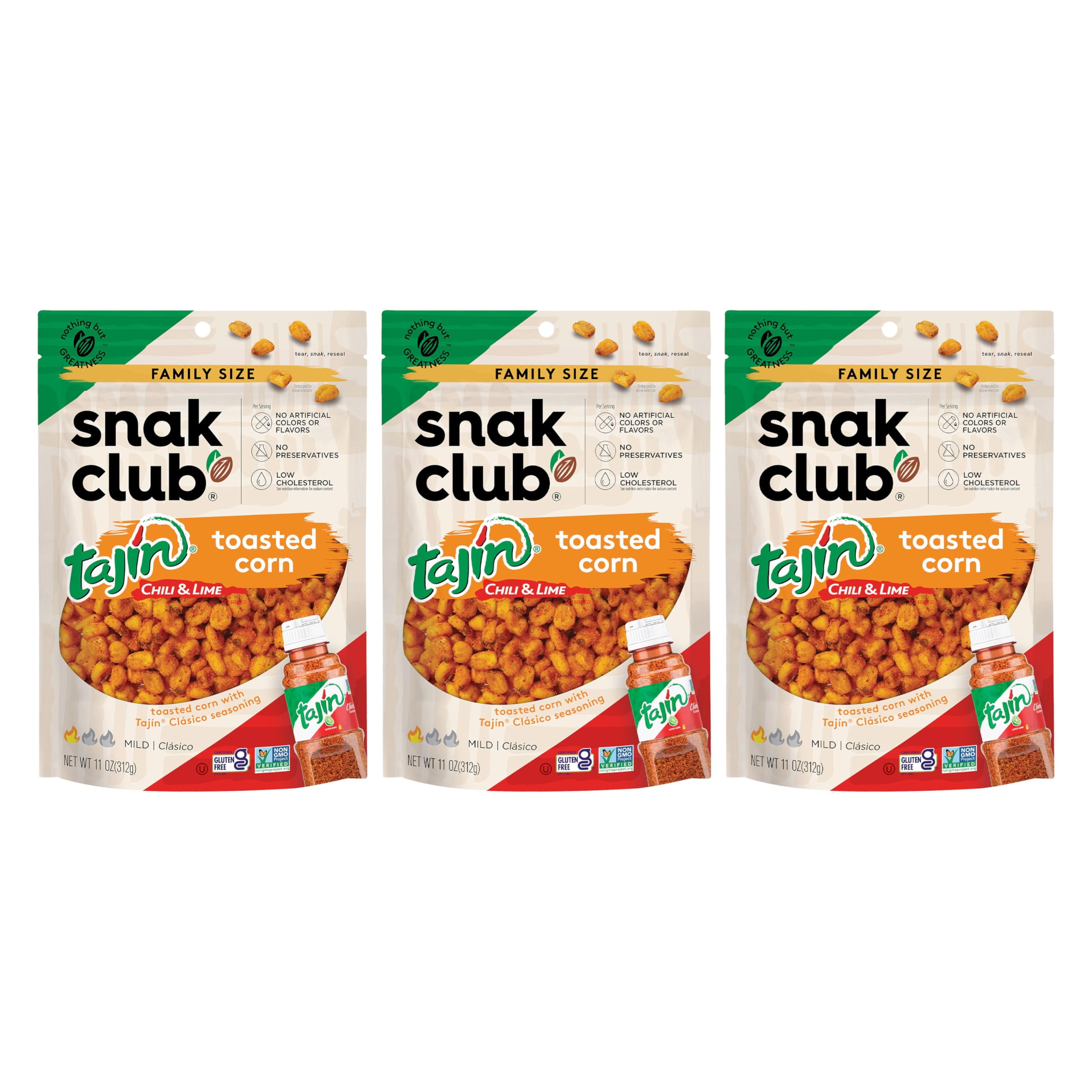 Snak Club Tajin Toasted Corn, Roasted Corn Nuggets with Chili and Lime ...