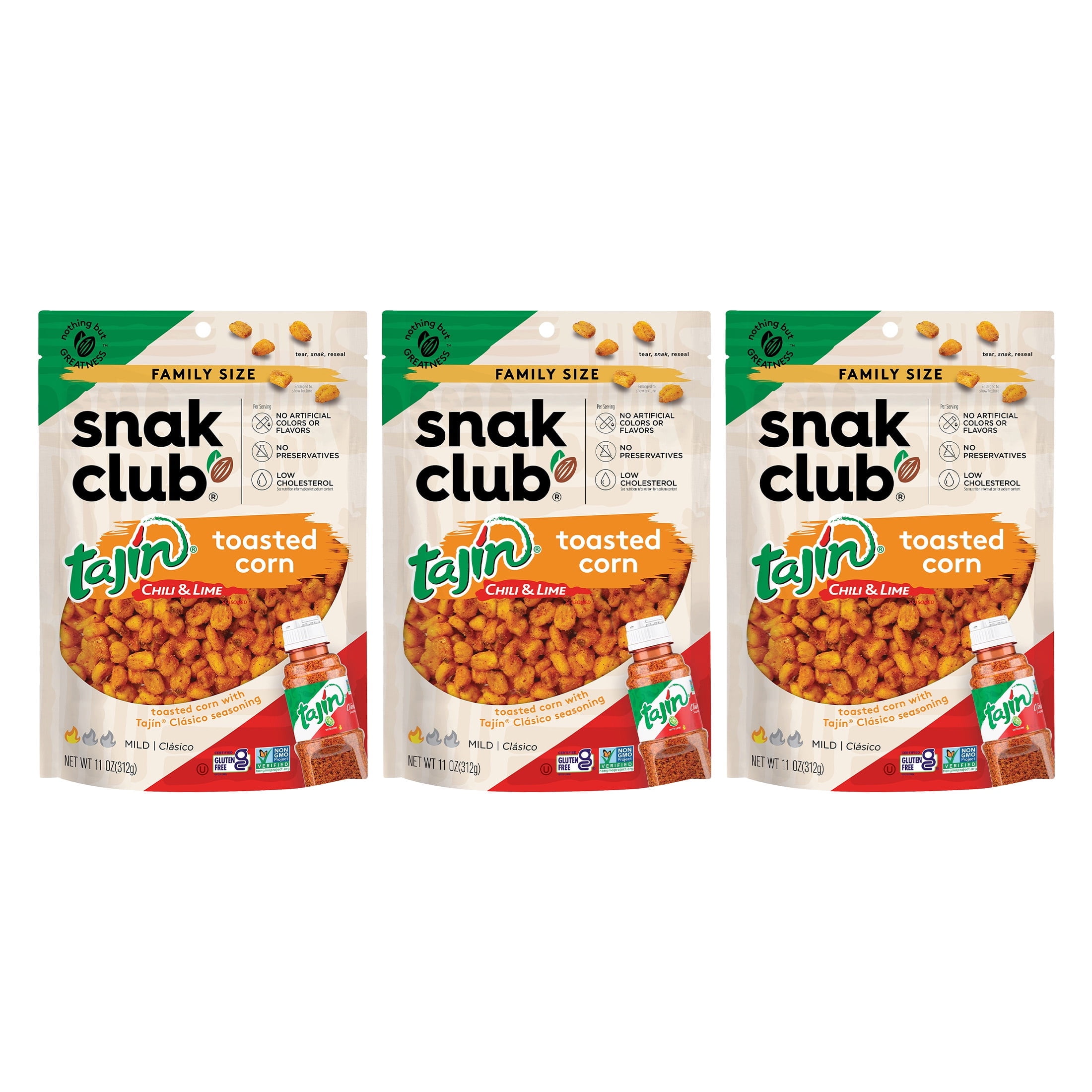 Snak Club Tajin Toasted Corn, Roasted Corn Nuggets with Chili and Lime ...