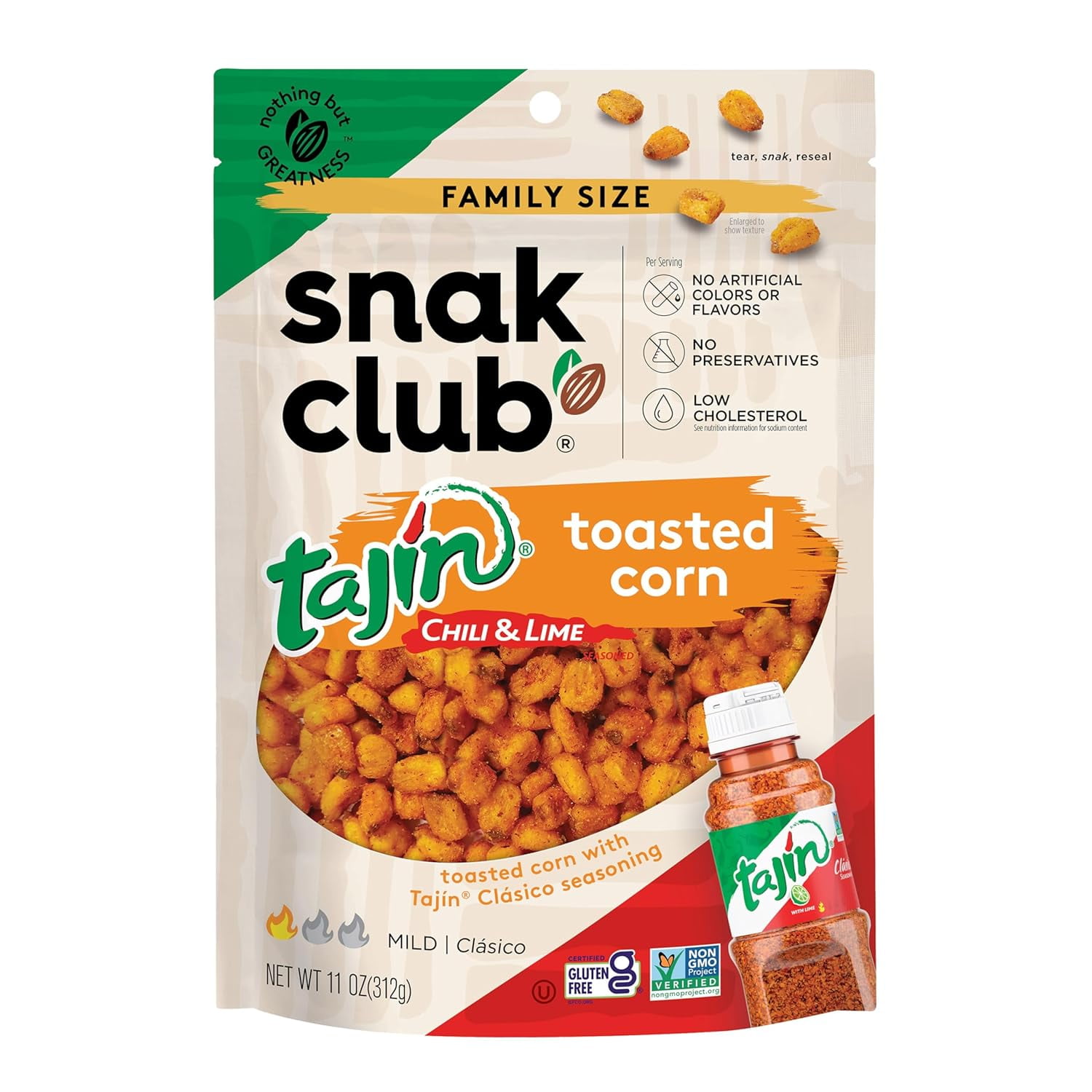 Snak Club Tajin Toasted Corn, Roasted Corn Nuggets with Chili and Lime ...