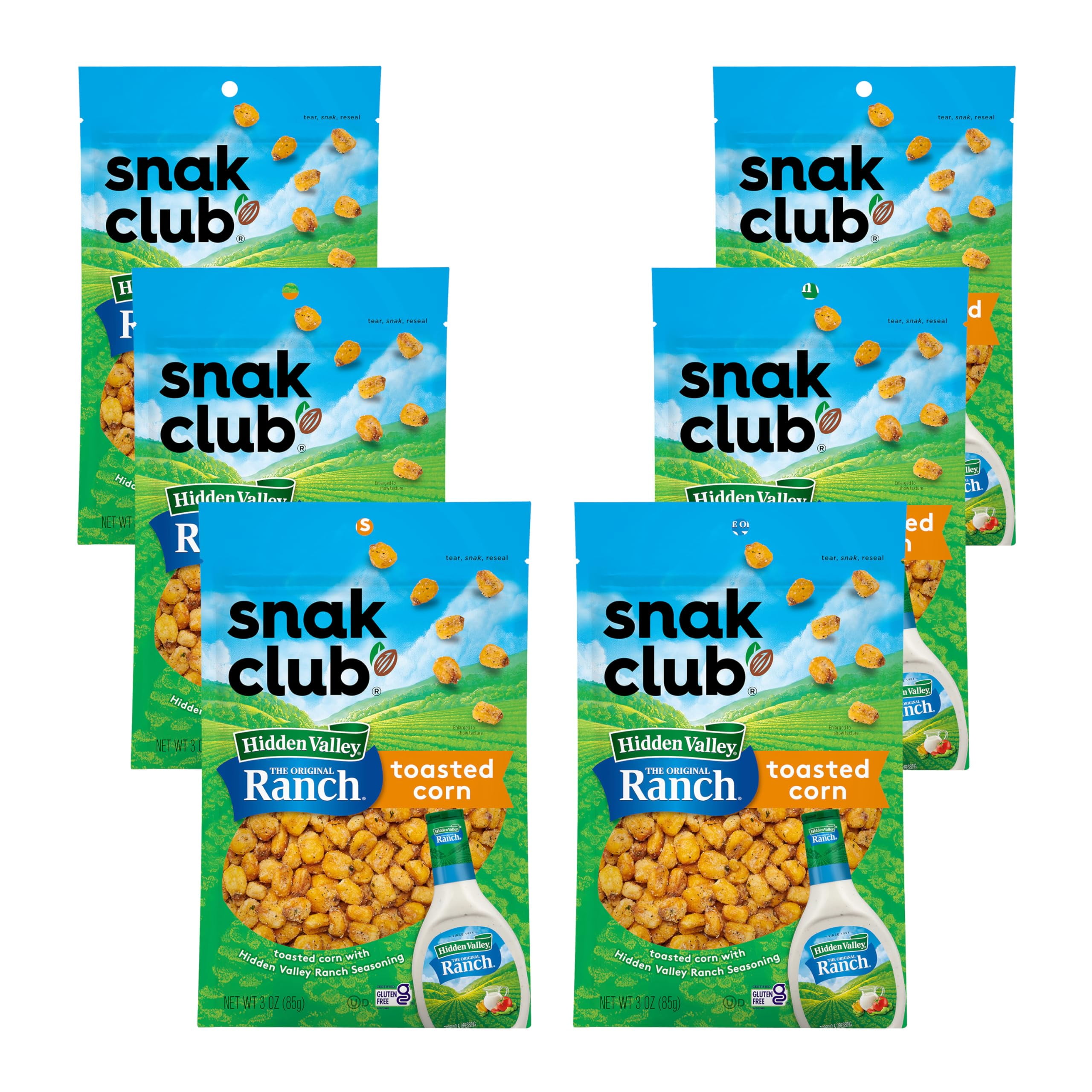 Snak Club Toasted Corn with Hidden NSD3 Valley Ranch Seasoning, Roasted ...