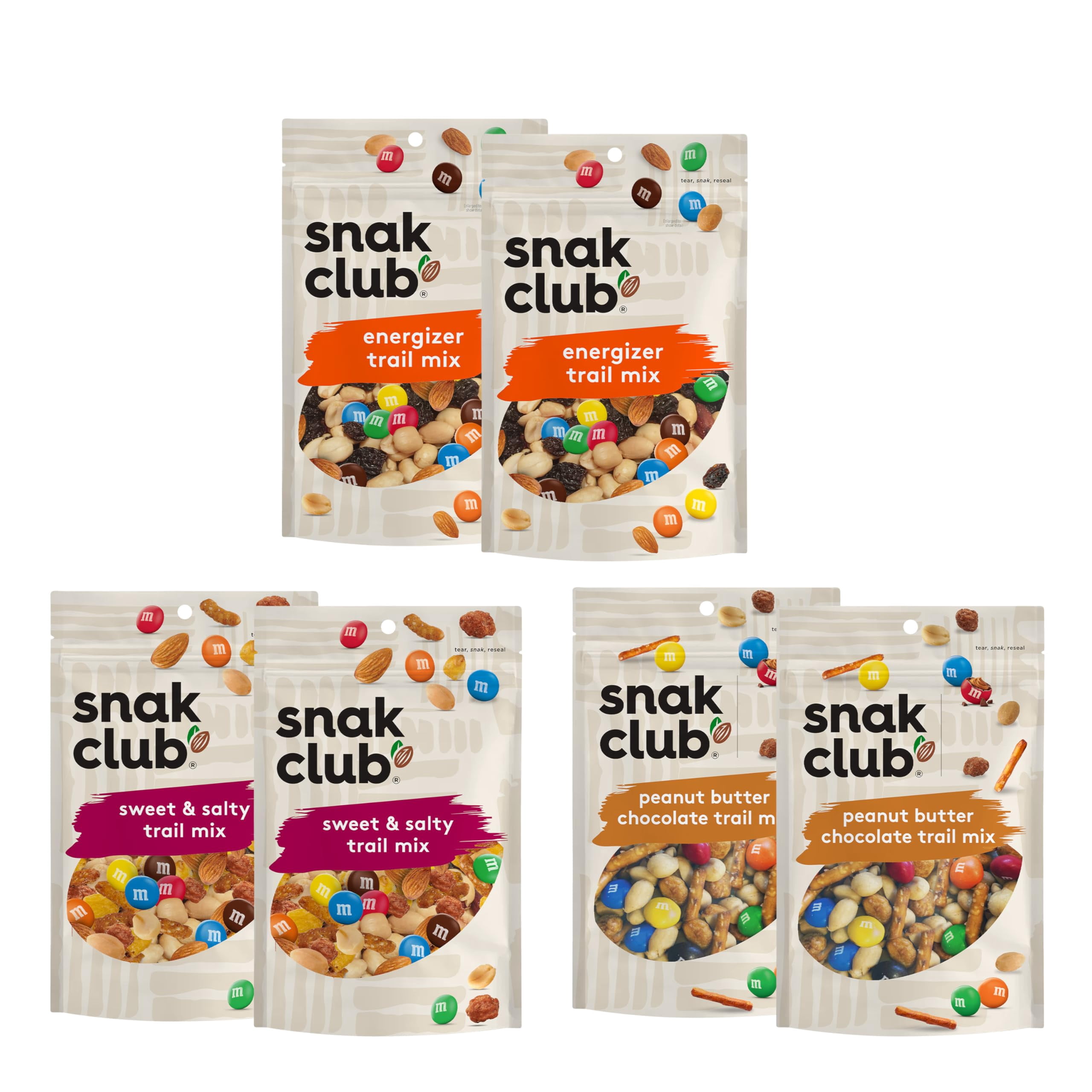 Snak Club Trail Mix BCF26 Variety Pack, Protein Snacks, Includes ...