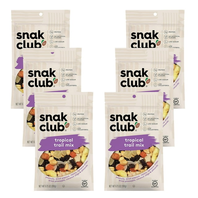 Snak Club Tropical Trail IRF13 Mix with Peanuts, Dried Papaya, Raisins ...