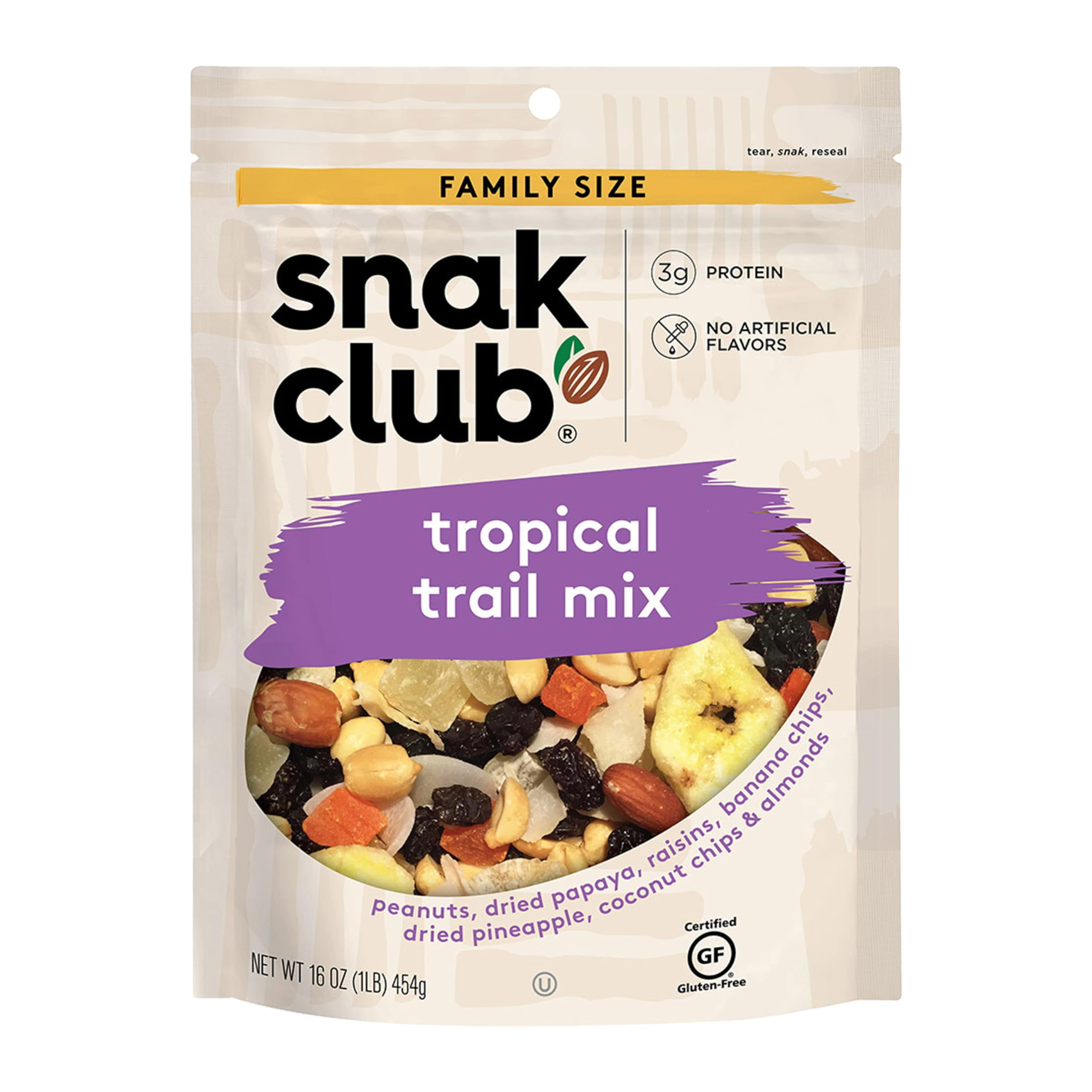 Snak Club Tropical Trail MZF22 Mix with Peanuts, Dried Papaya, Raisins ...