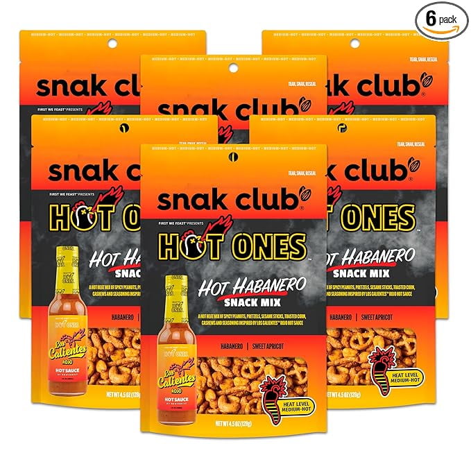 Snak Club x Hot Ones Hot Habanero Snack Mix, Spicy Snacks with Peanuts ...